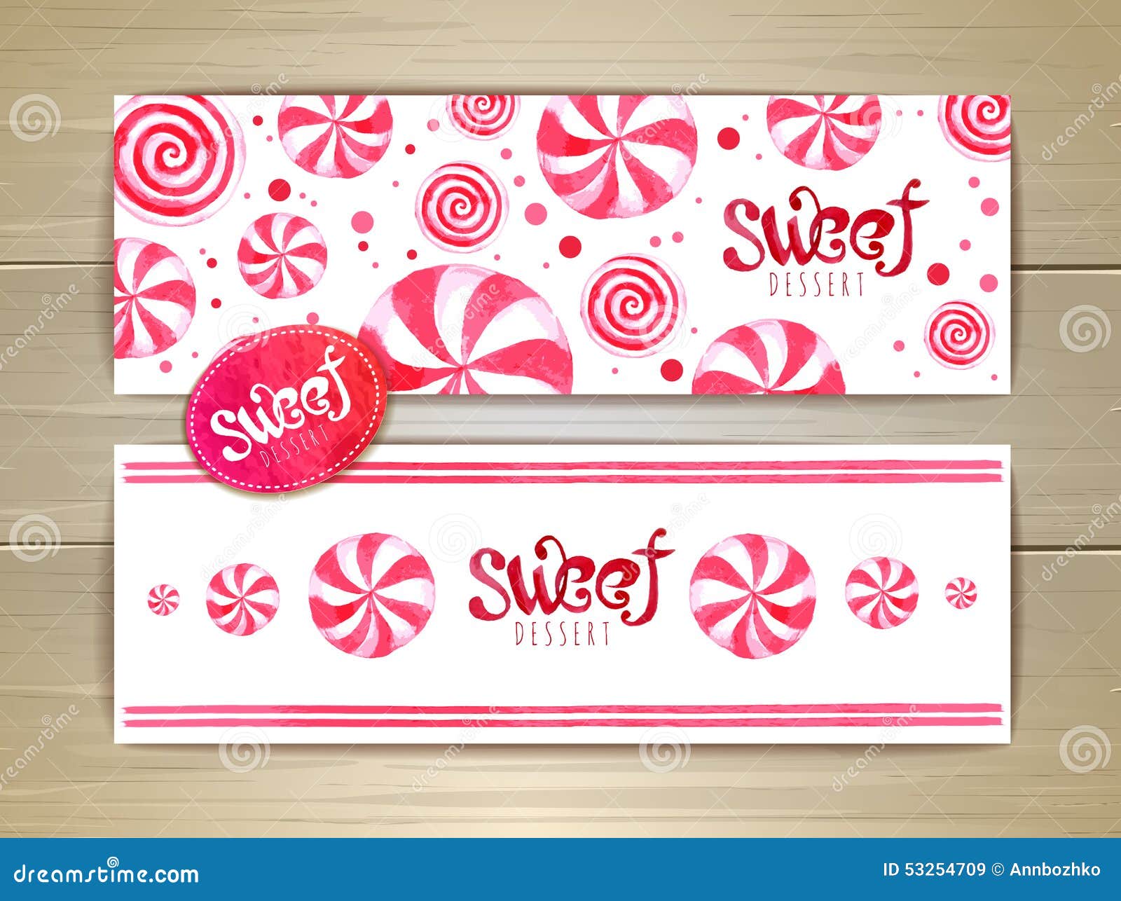 Set of Sweet or Dessert Banners. Candy Stock Vector - Illustration of ...