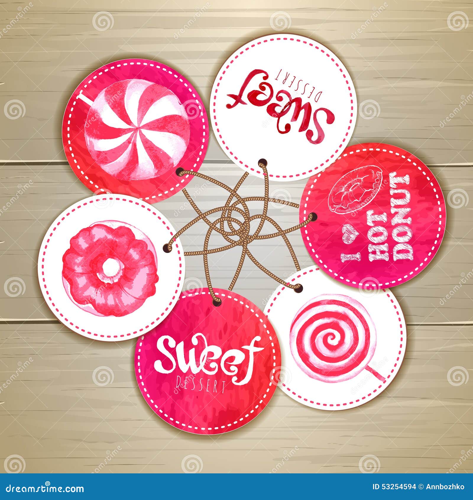 Set of Sweet or Dessert Stickers Stock Vector - Illustration of design ...