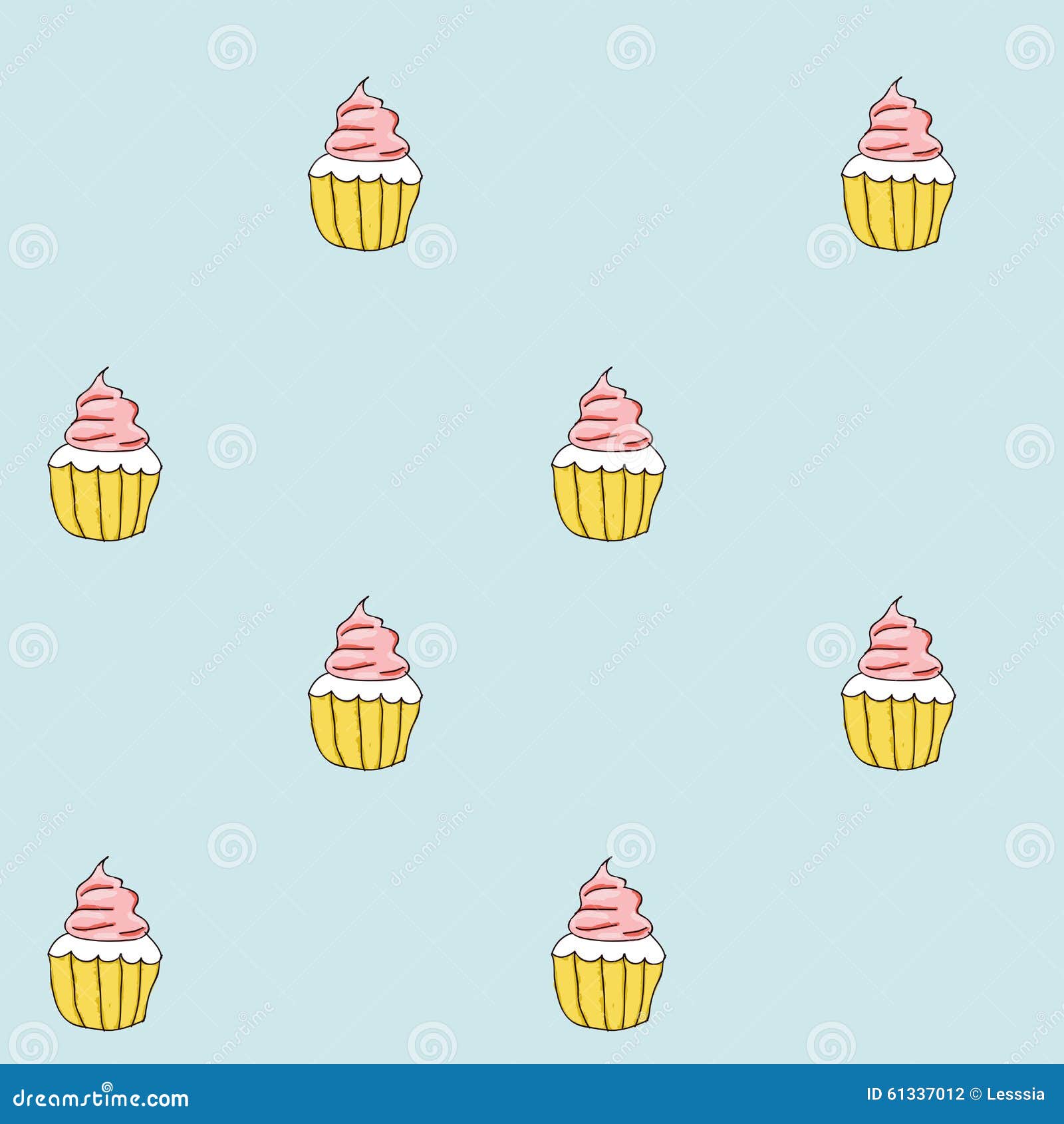 Set of Sweet Patterns. Seamless Backgrounds with Cream Cupcake Stock ...