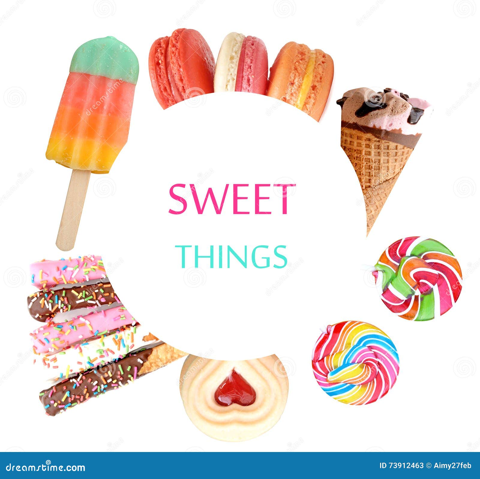 Set of Sweet Snacks and Ice-cream on White Stock Image - Image of ...
