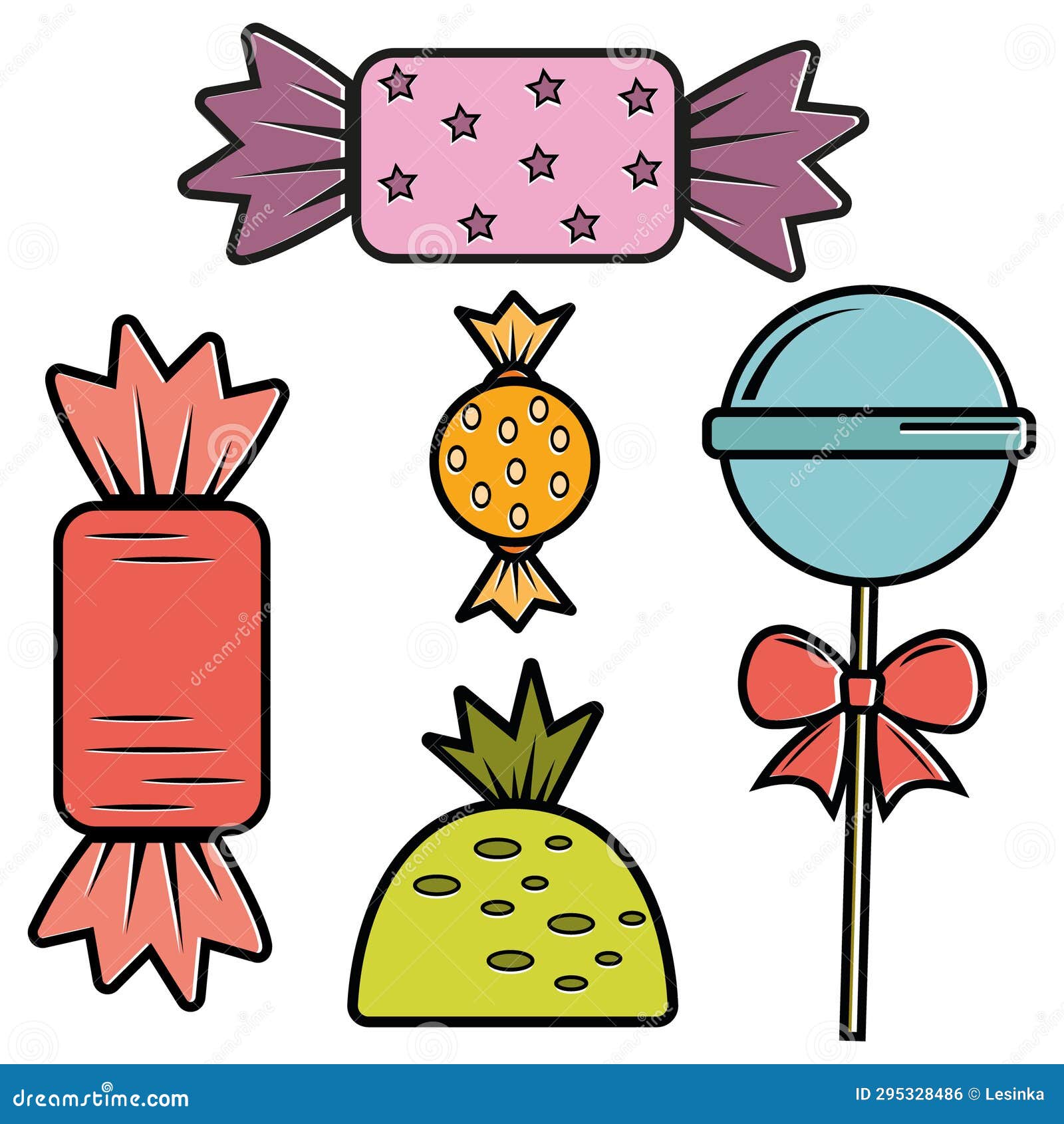 A Set of Sweets in the Cartoon Style. Color Isolated Vector ...