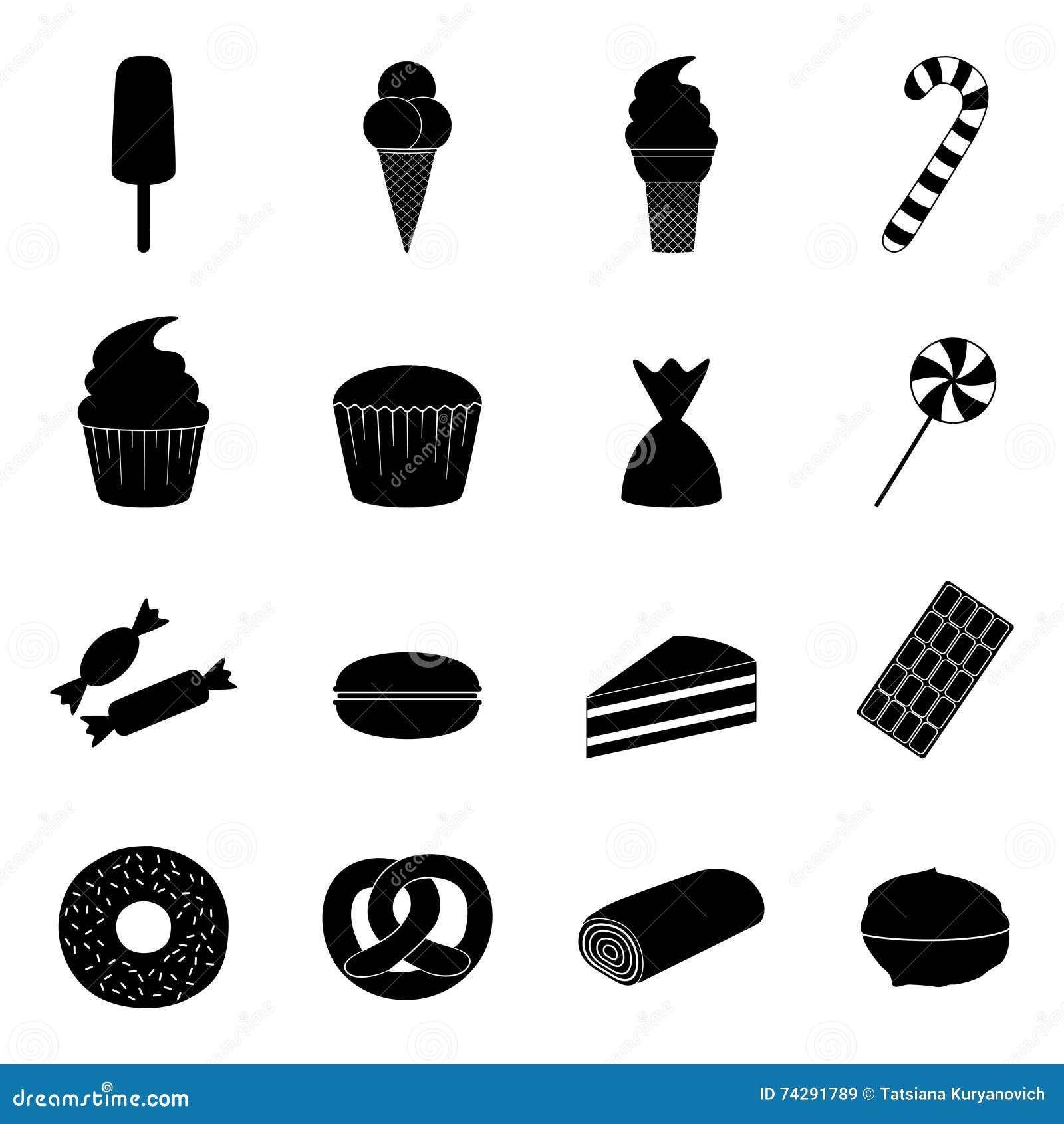 Set of Sweets Icons, Illustration Stock Vector - Illustration of cafe ...