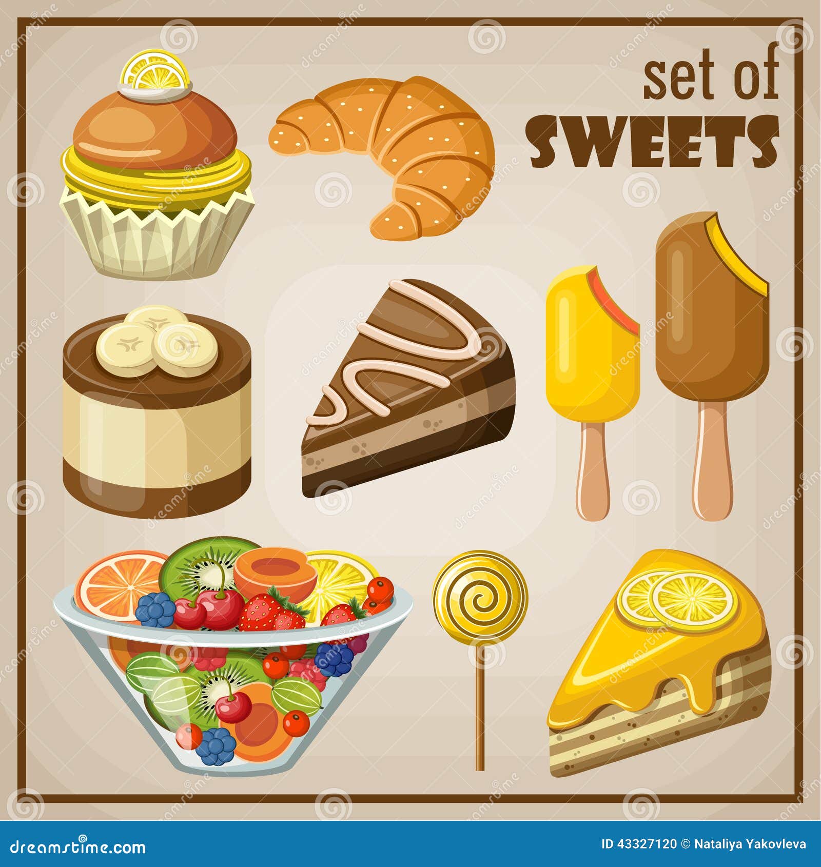 Set of sweets stock illustration. Illustration of collection - 43327120