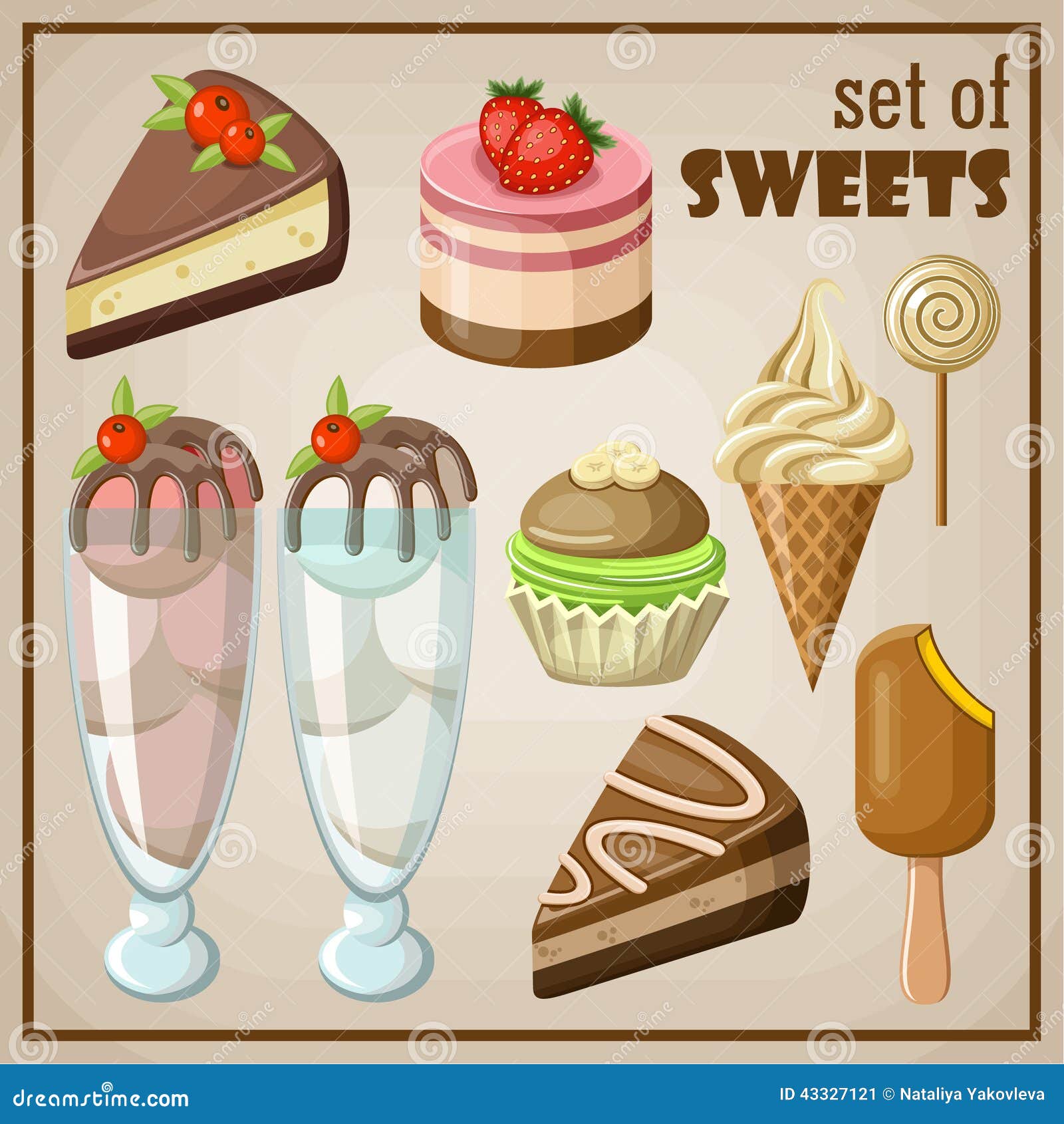 Set of sweets stock vector. Illustration of design, chocolate - 43327121