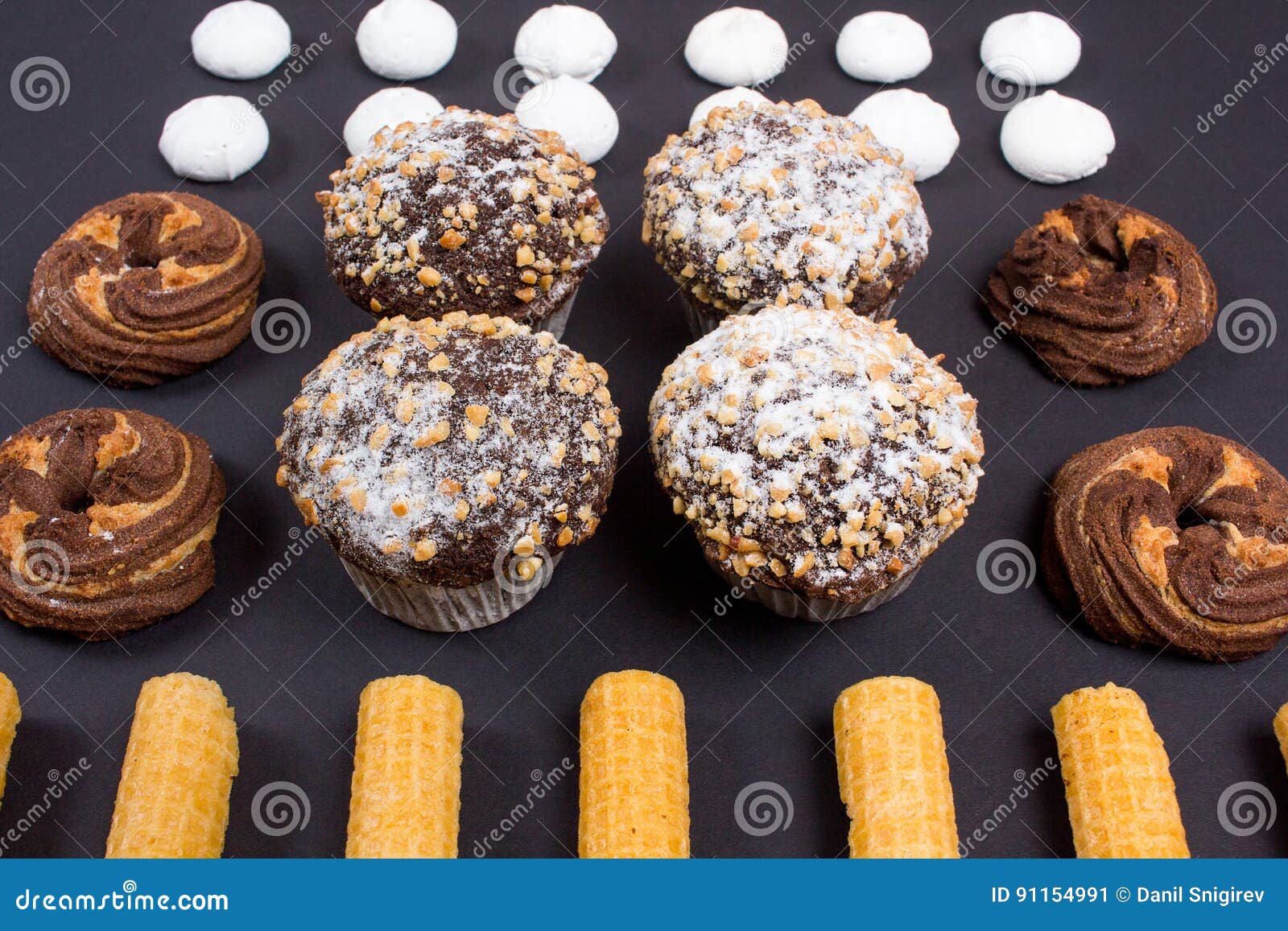 Set of sweets stock image. Image of meringue, lunch, cookery - 91154991