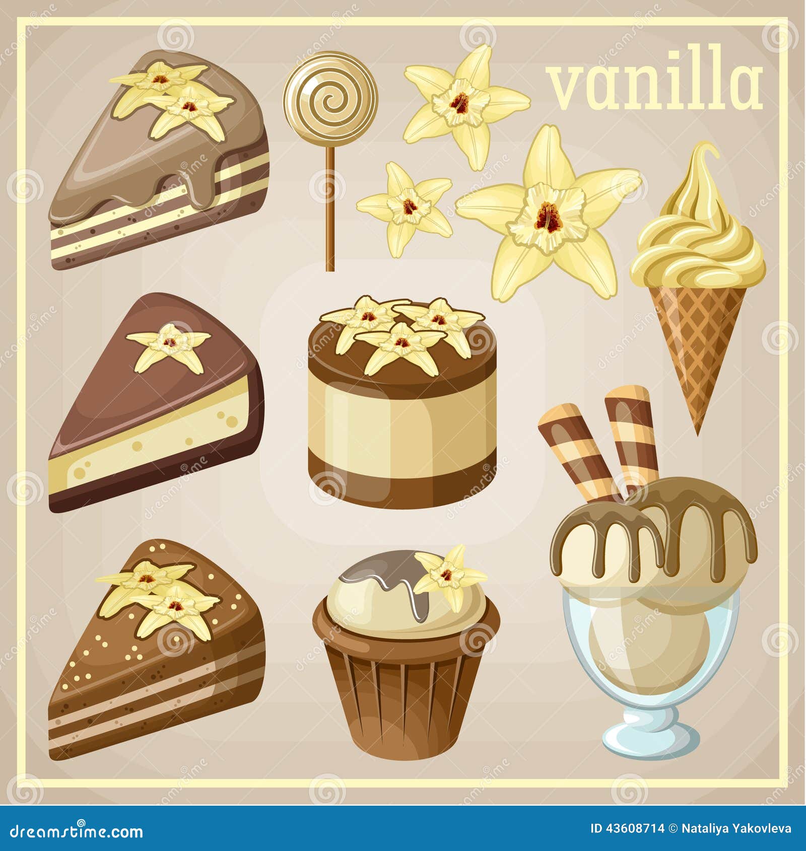 Set of sweets vanilla. stock vector. Illustration of cartoon - 43608714