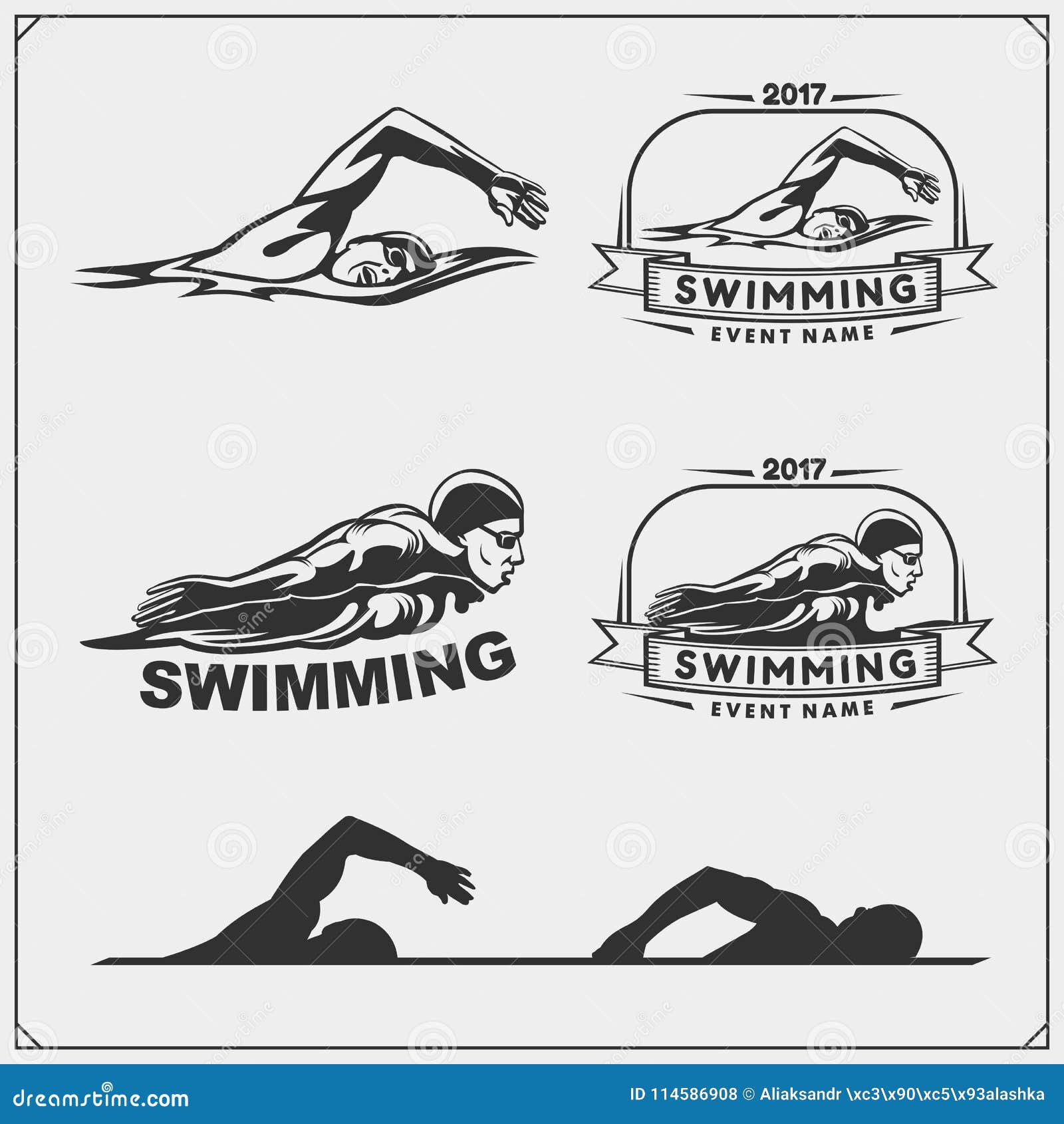 Man Silhouette Swimmer Athlete Vector Illustration | CartoonDealer.com ...
