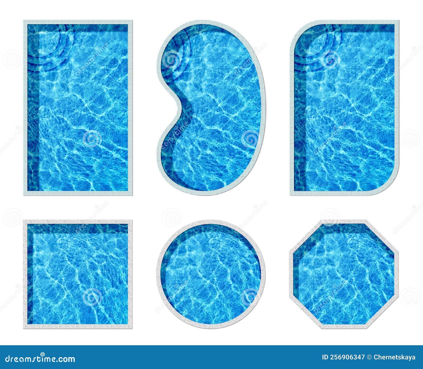 Set with Swimming Pools of Different Shapes on White Background, Top ...