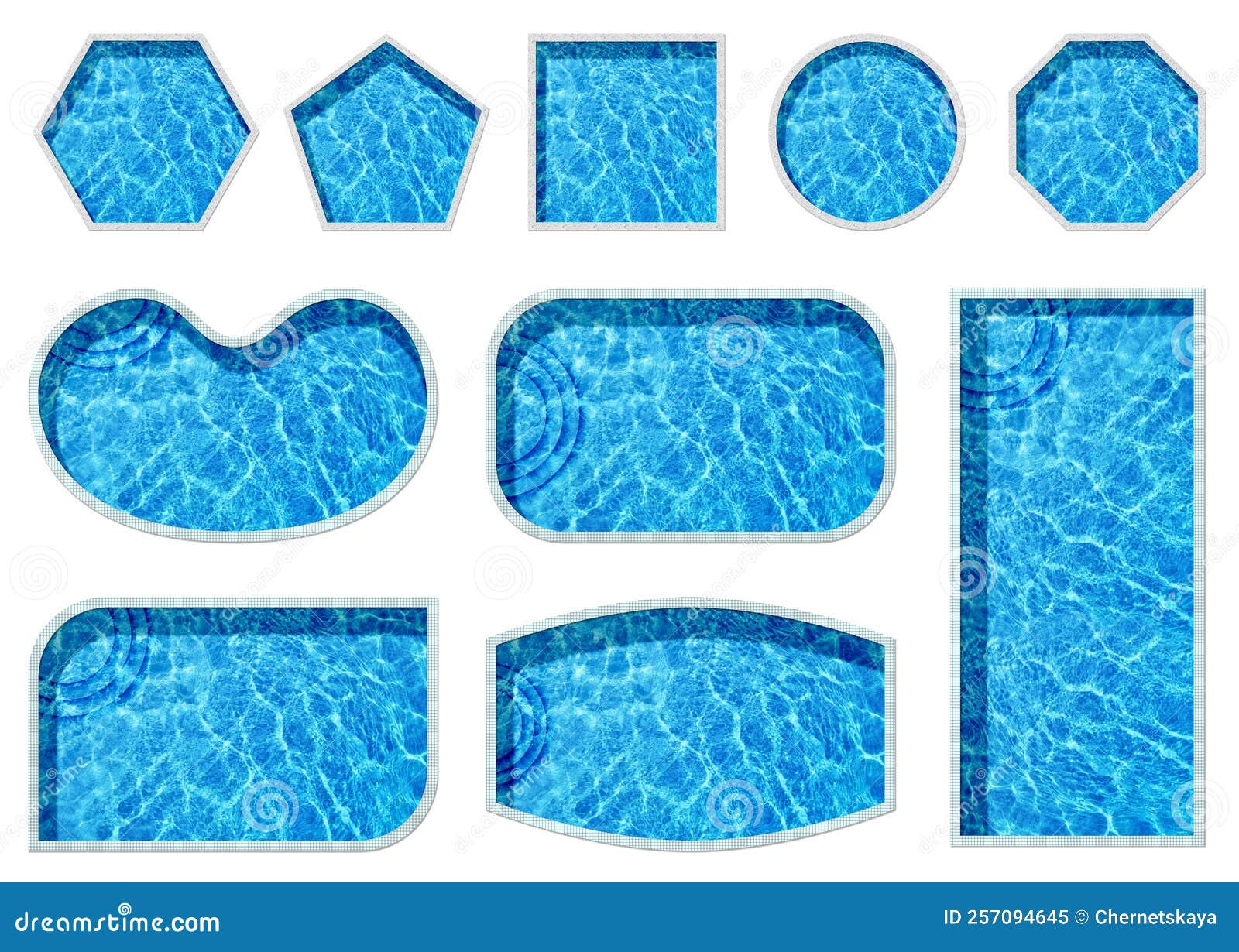 Swimming Pools Top View Set Isolated On White Background. Cartoon ...