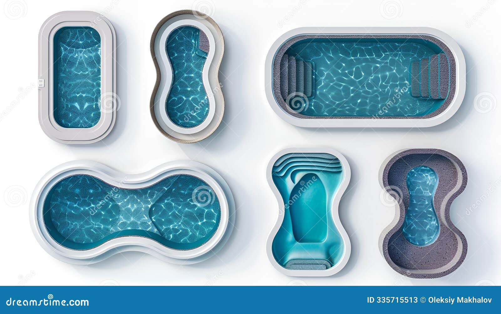 Set Swimming Pools Of Different Shapes Isolated On White Background ...