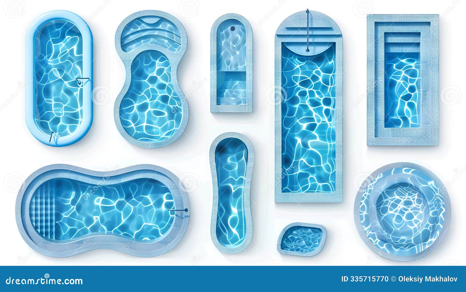 Set Swimming Pools Of Different Shapes Isolated On White Background ...
