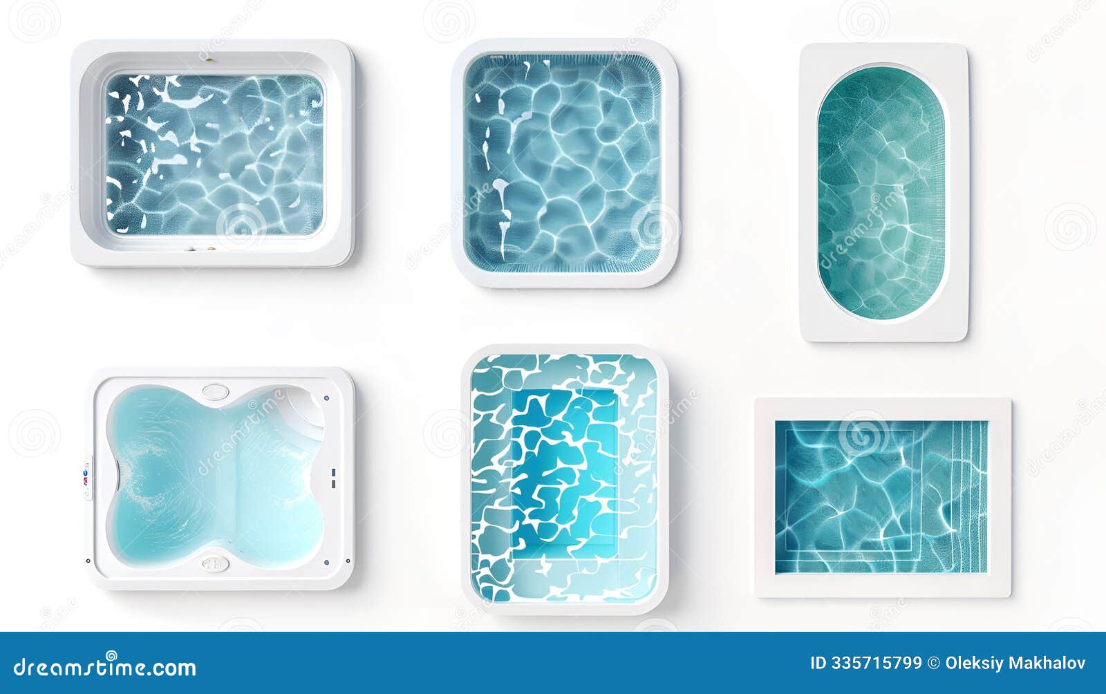 Swimming Pools Top View Set Isolated On White Background. Cartoon ...