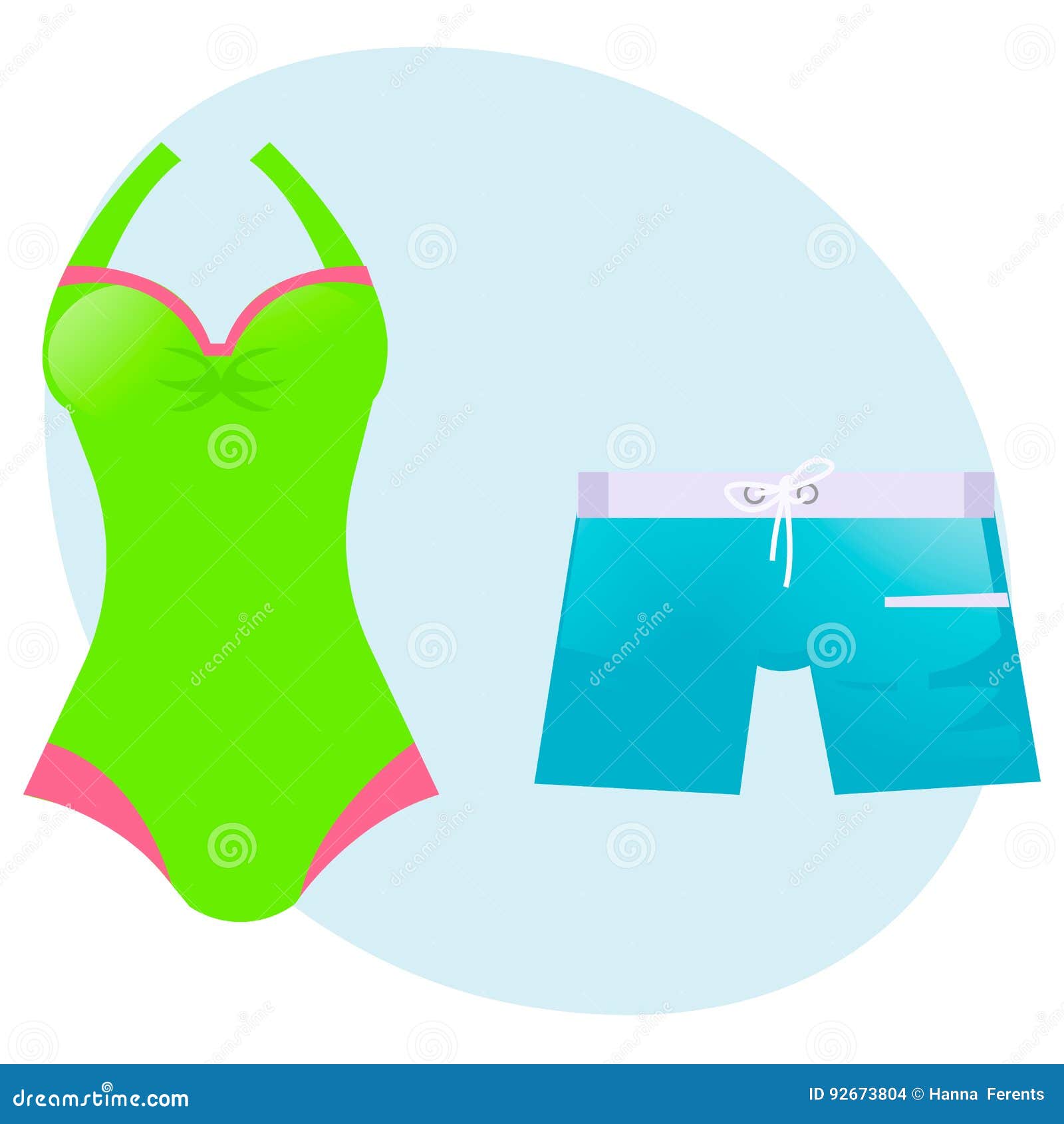 Set Swimsuit and Swimming Trunks. Stock Vector - Illustration of ...