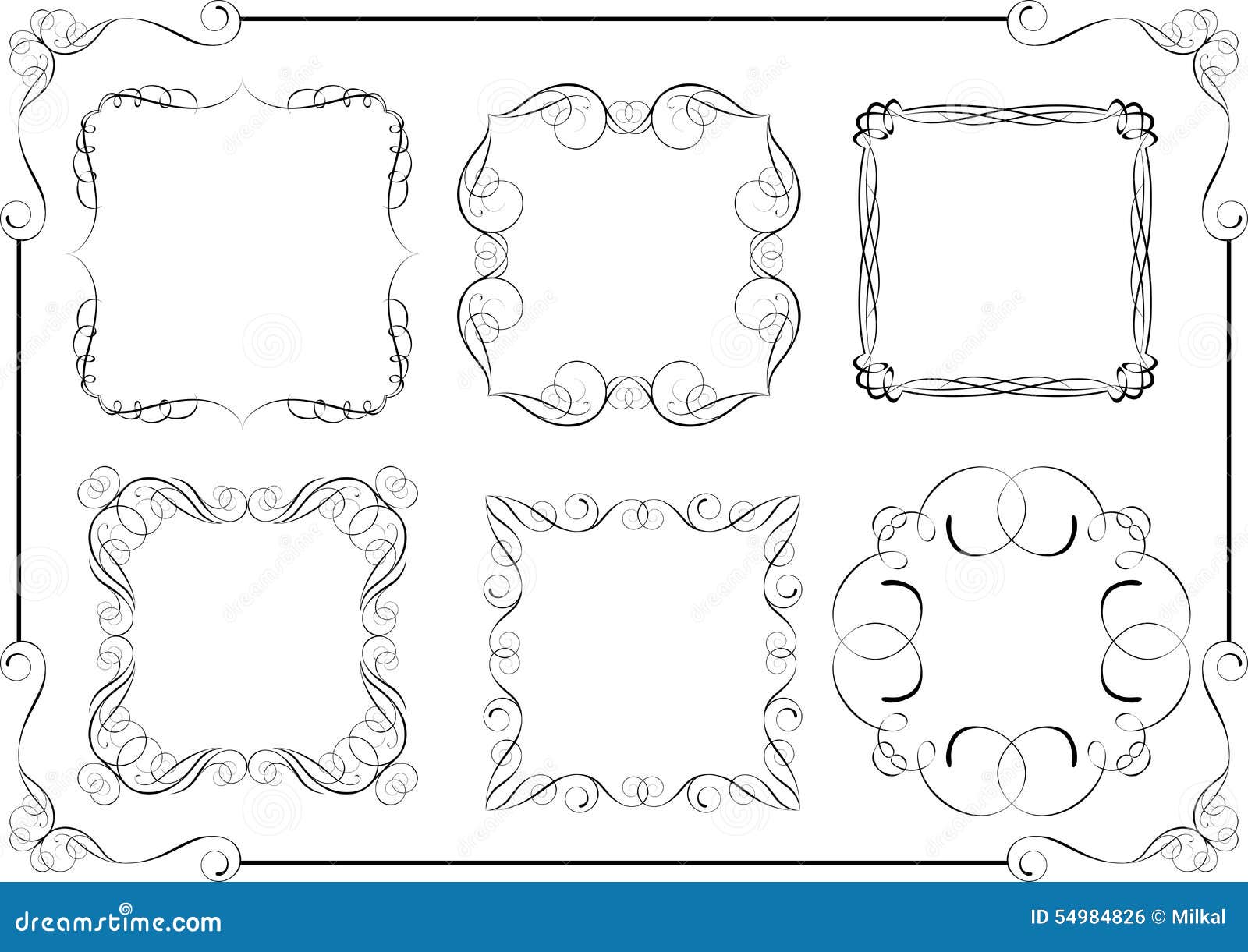 Set of Swirl Calligraphic Frame Design Stock Vector - Illustration of ...