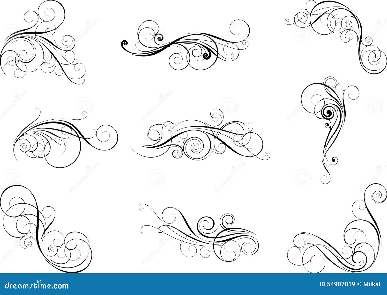 Set swirl design elements stock vector. Illustration of graphic - 54907819