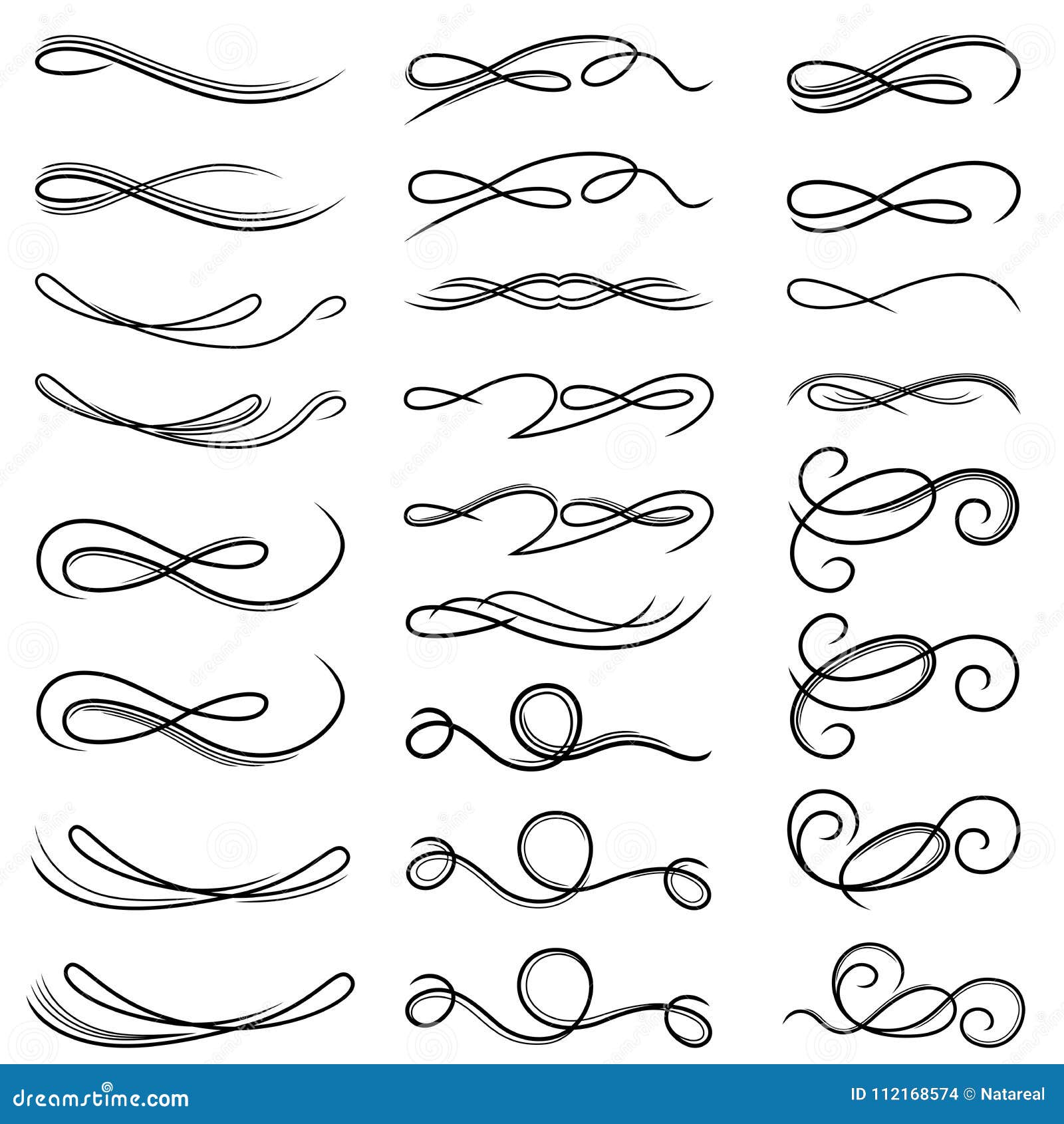 Set of Swirl Design Elements Stock Vector - Illustration of isolated ...