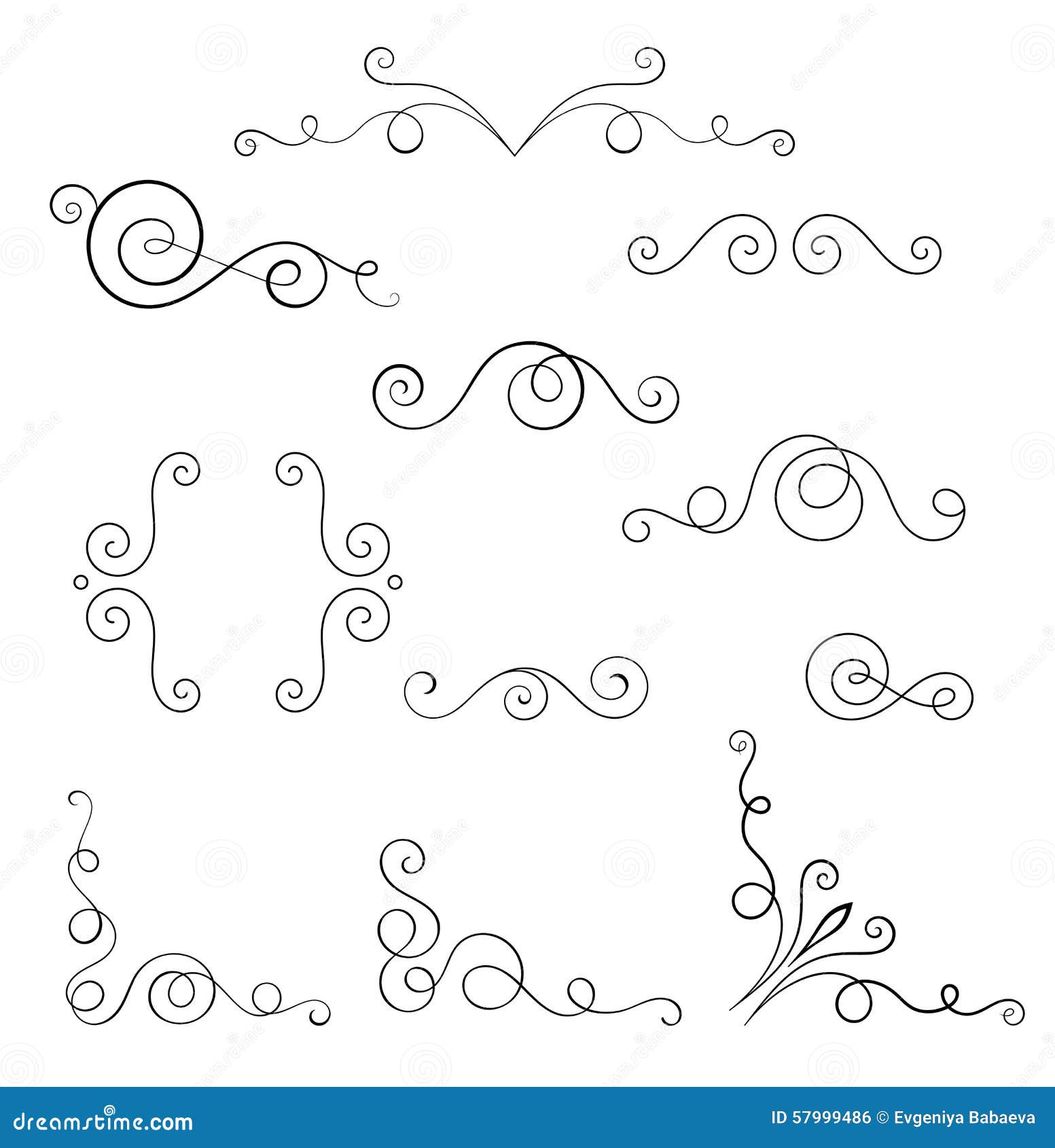 Set of Swirl Elements for Design. Stock Vector - Illustration of ...