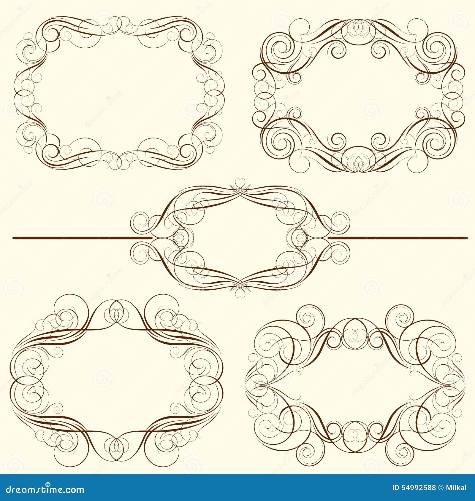 Set of a Swirl Frame Design Stock Vector - Illustration of design, line ...