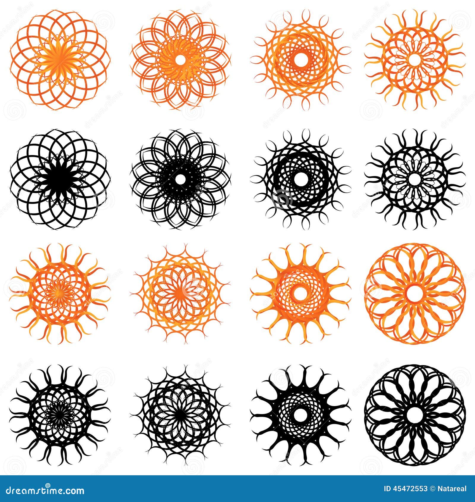 Set of Swirl Rounded Design Elements Stock Vector - Illustration of ...