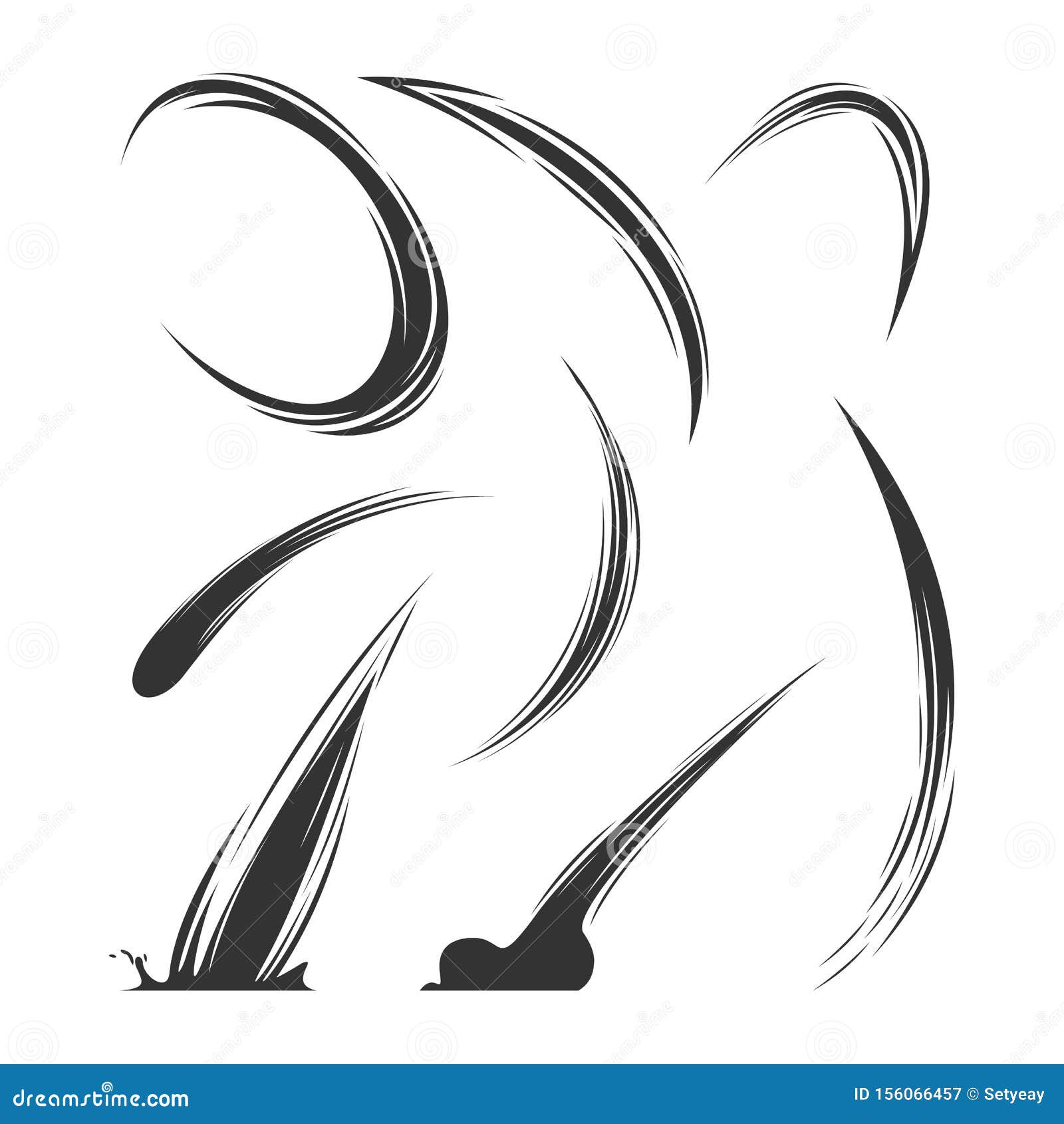 Set of Swoosh Comic Logo Vector. Swoosh Energy Effect Vector ...