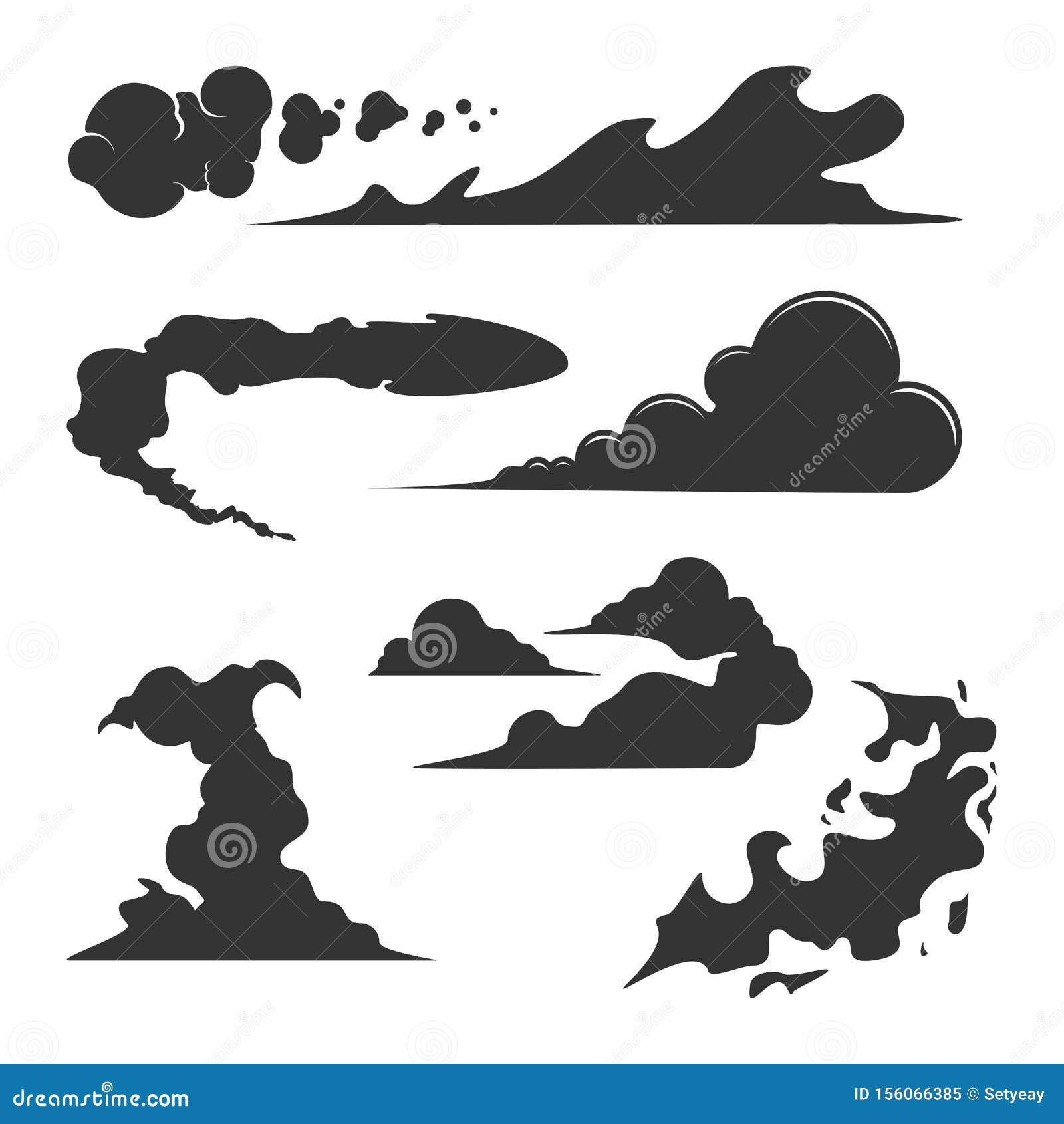 Set Of Swoosh Comic Smoke Logo Vector. Energy Explosion Effect And ...