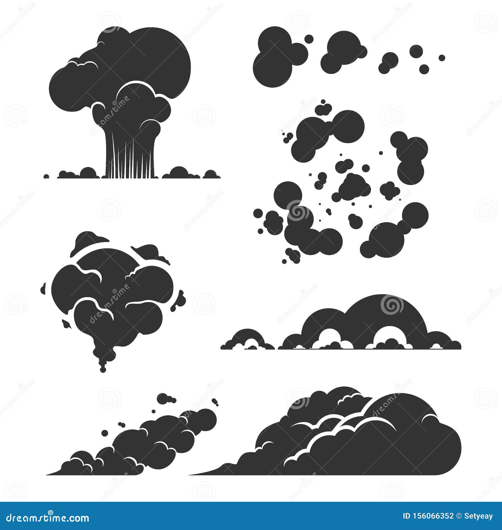 Set of Swoosh Comic Smoke Logo Vector. Energy Explosion Effect and ...