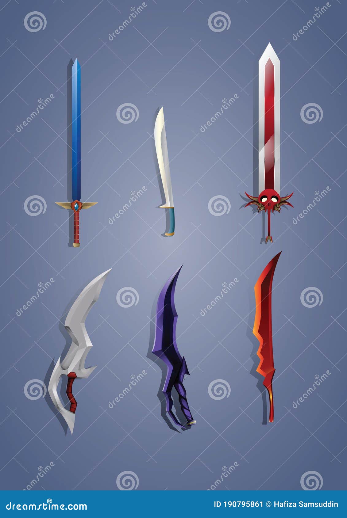 Set of Sword and Dagger. Vector Illustration Decorative Design Stock ...