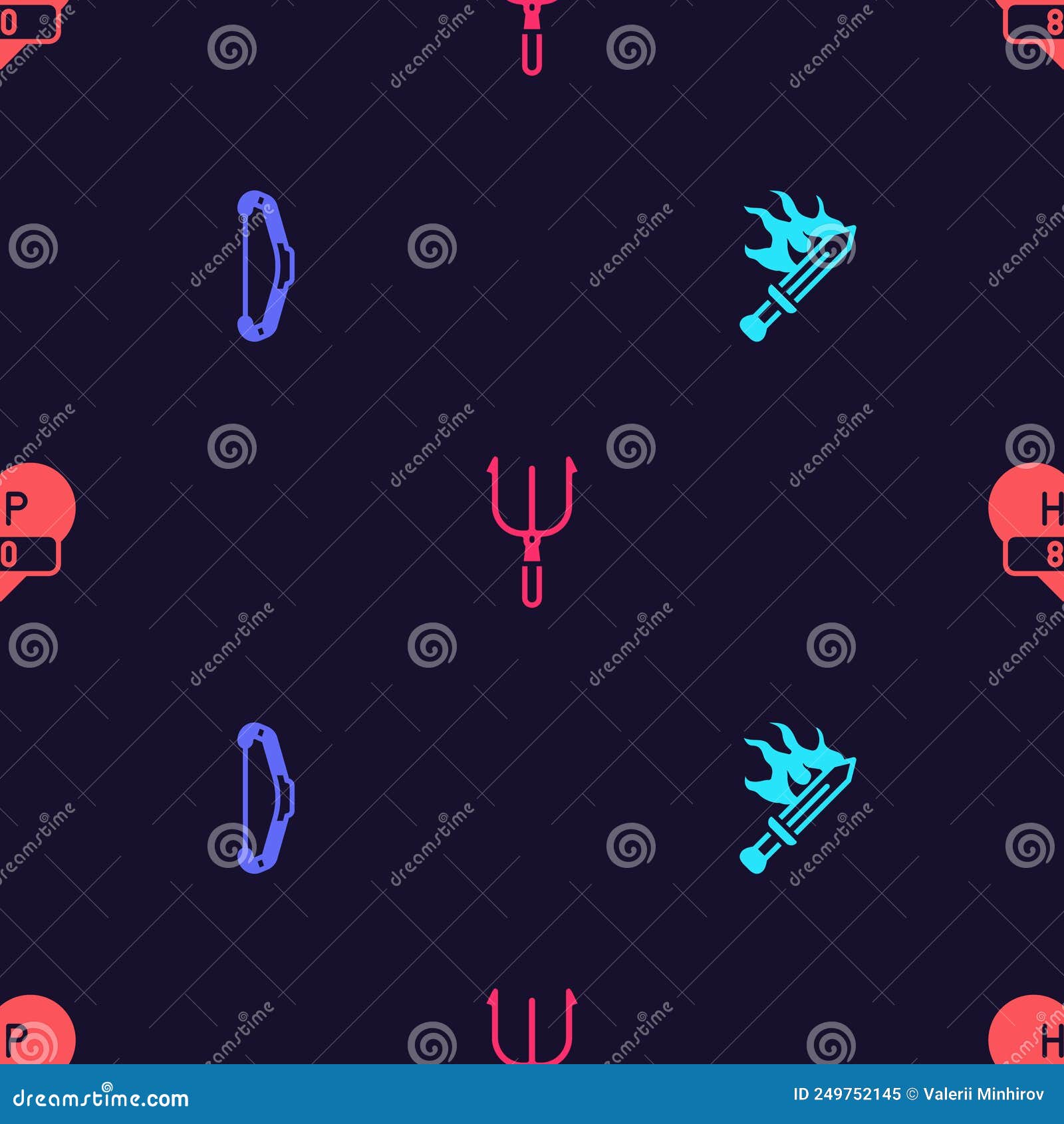 Set Sword for Game, Medieval Bow, Neptune Trident and Video Bar on ...