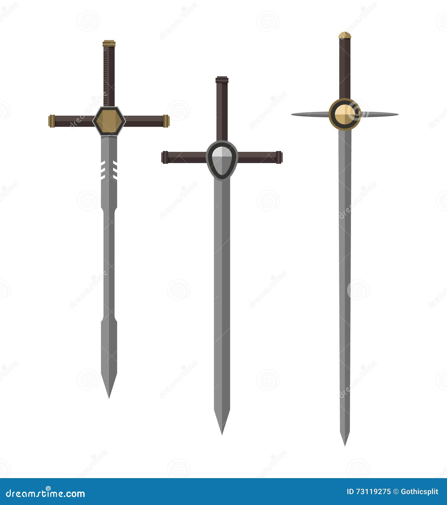 Set of swords. stock vector. Illustration of medieval - 73119275