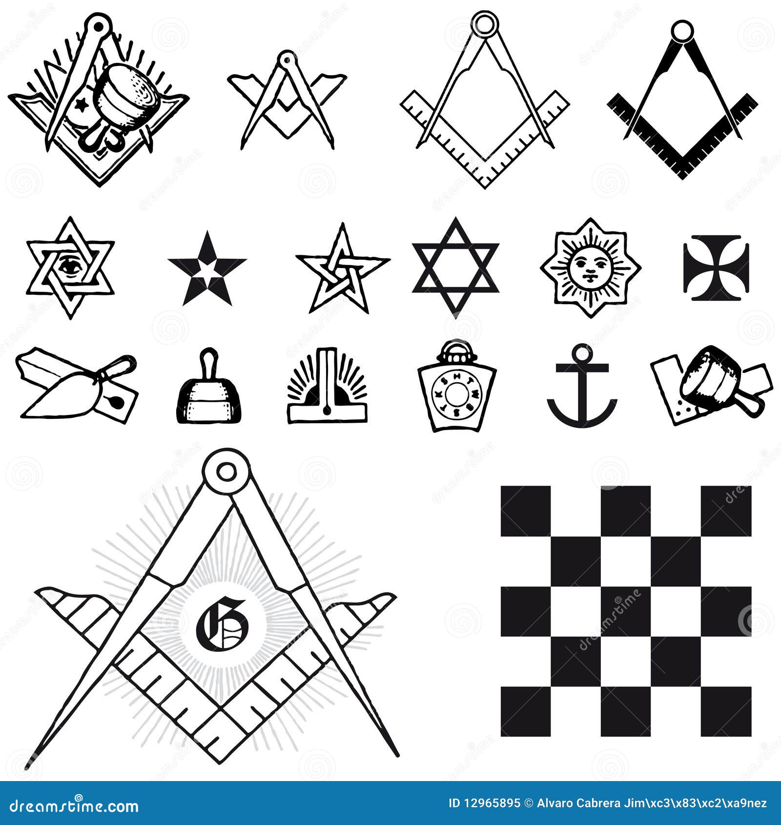 Set of symbol freemason stock illustration. Illustration of club - 12965895
