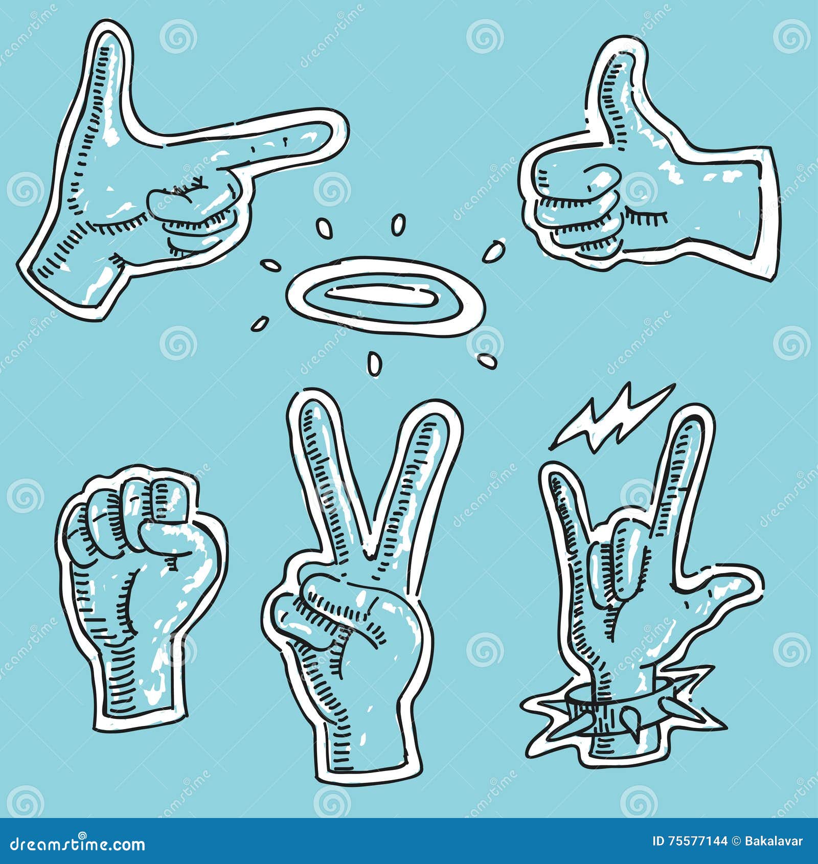 Set Symbol Hand Gesture stock vector. Illustration of peace - 75577144