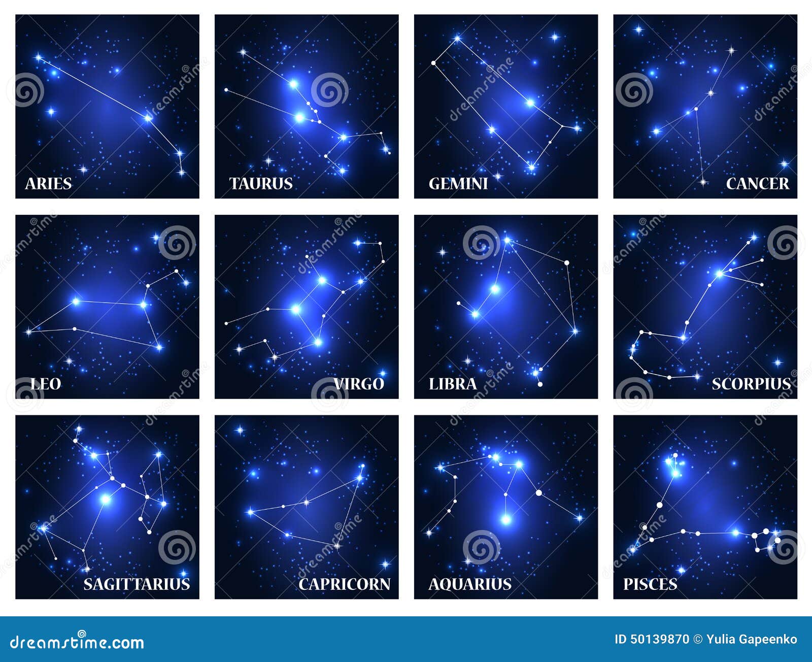 Set Of Symbol Zodiac Sign, Constellations. Lines And Points. Star Chart ...