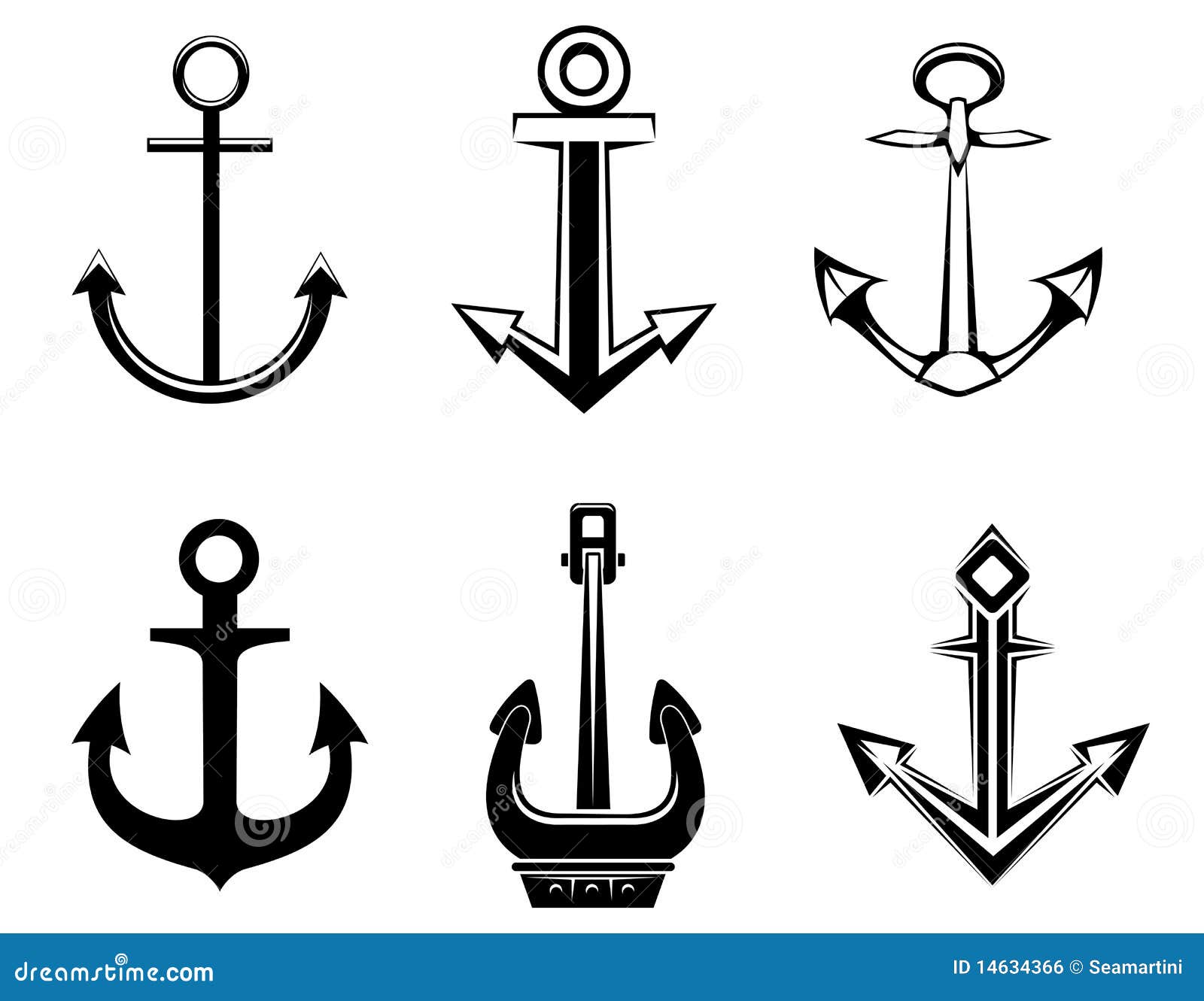 Set symboler för ankare vektor illustrationer. Illustration av ...