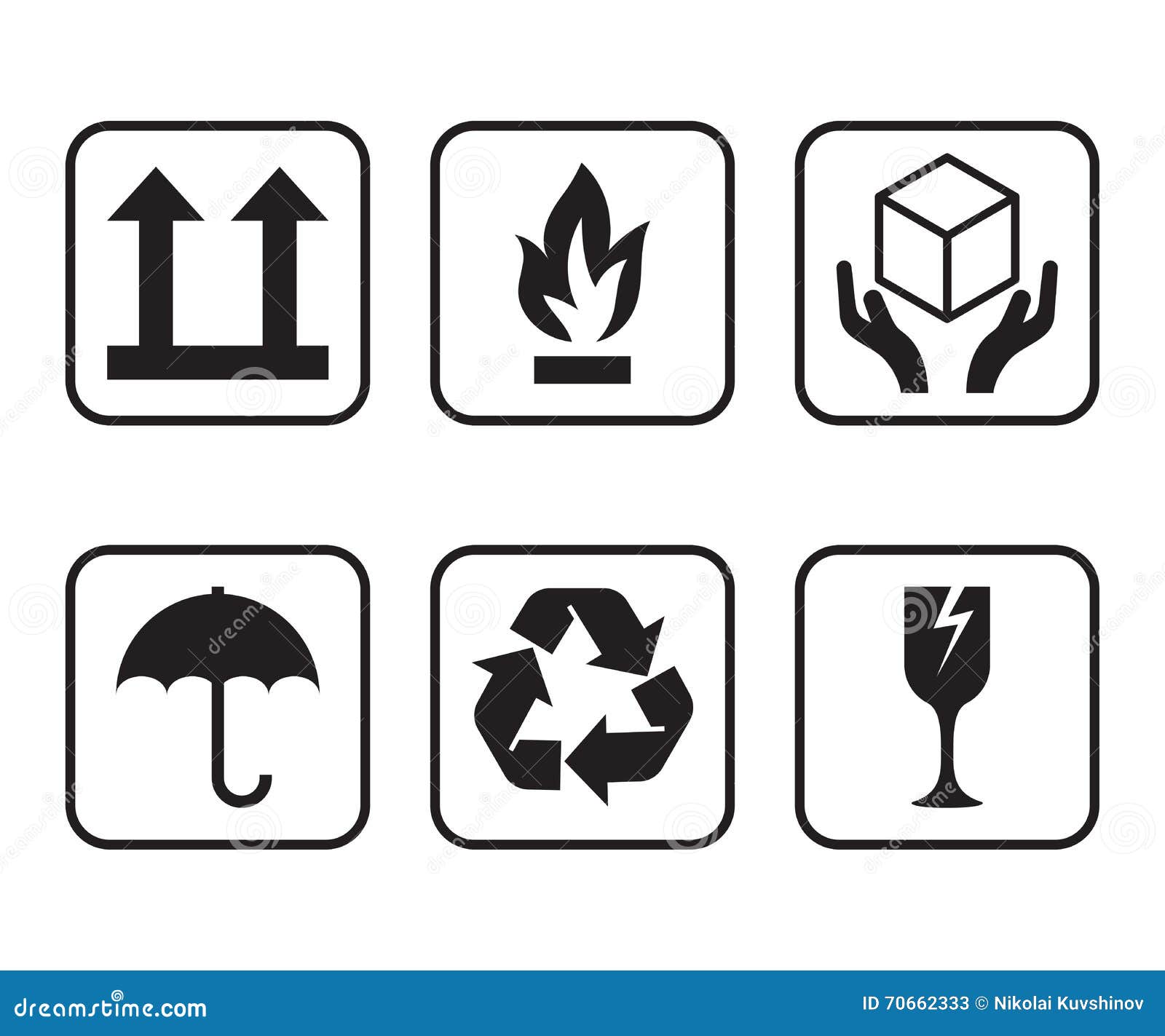 Set of Symbols for Cardboard Boxes. Stock Vector - Illustration of care ...