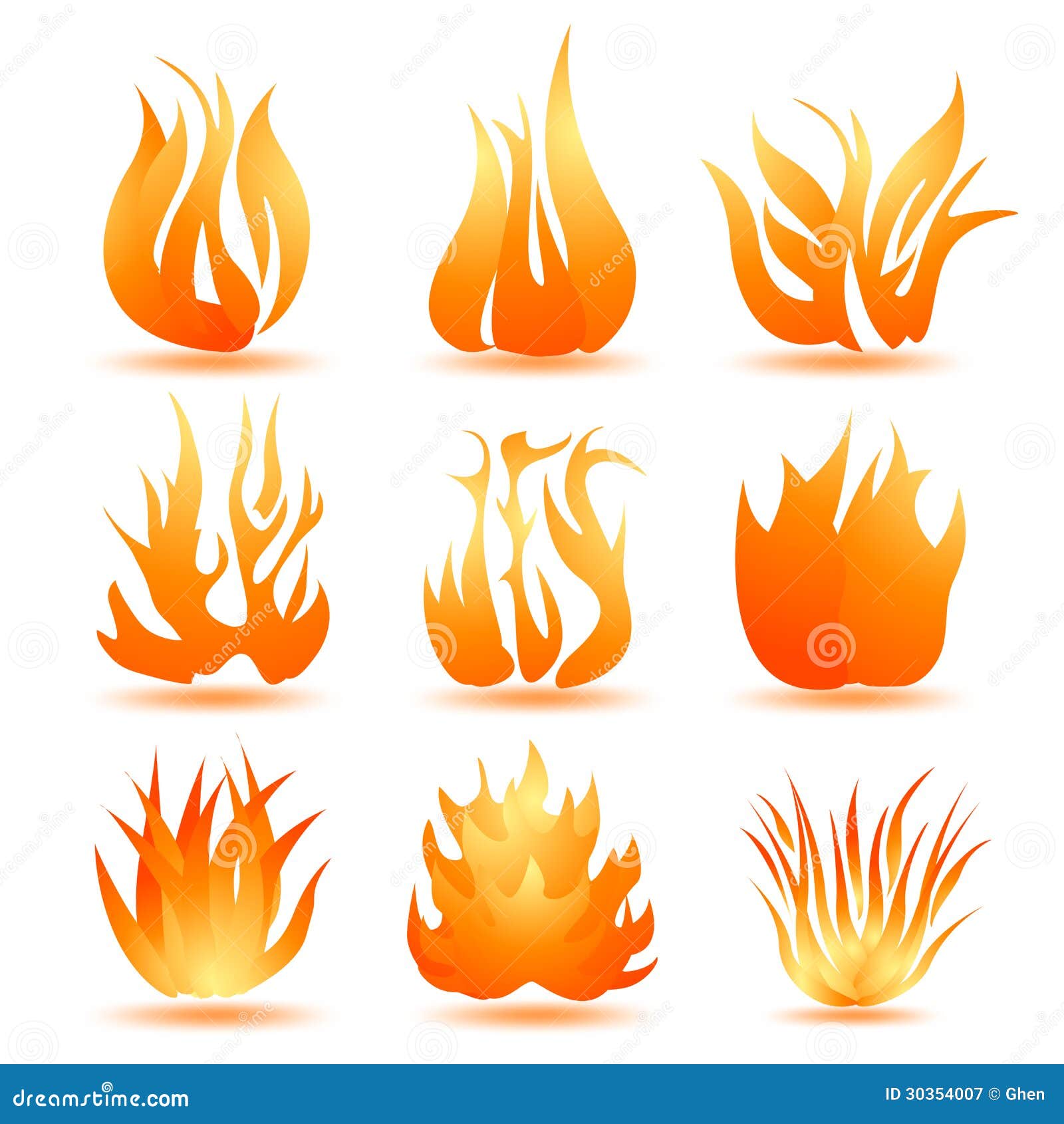 Set of symbols of fire stock vector. Illustration of glow - 30354007