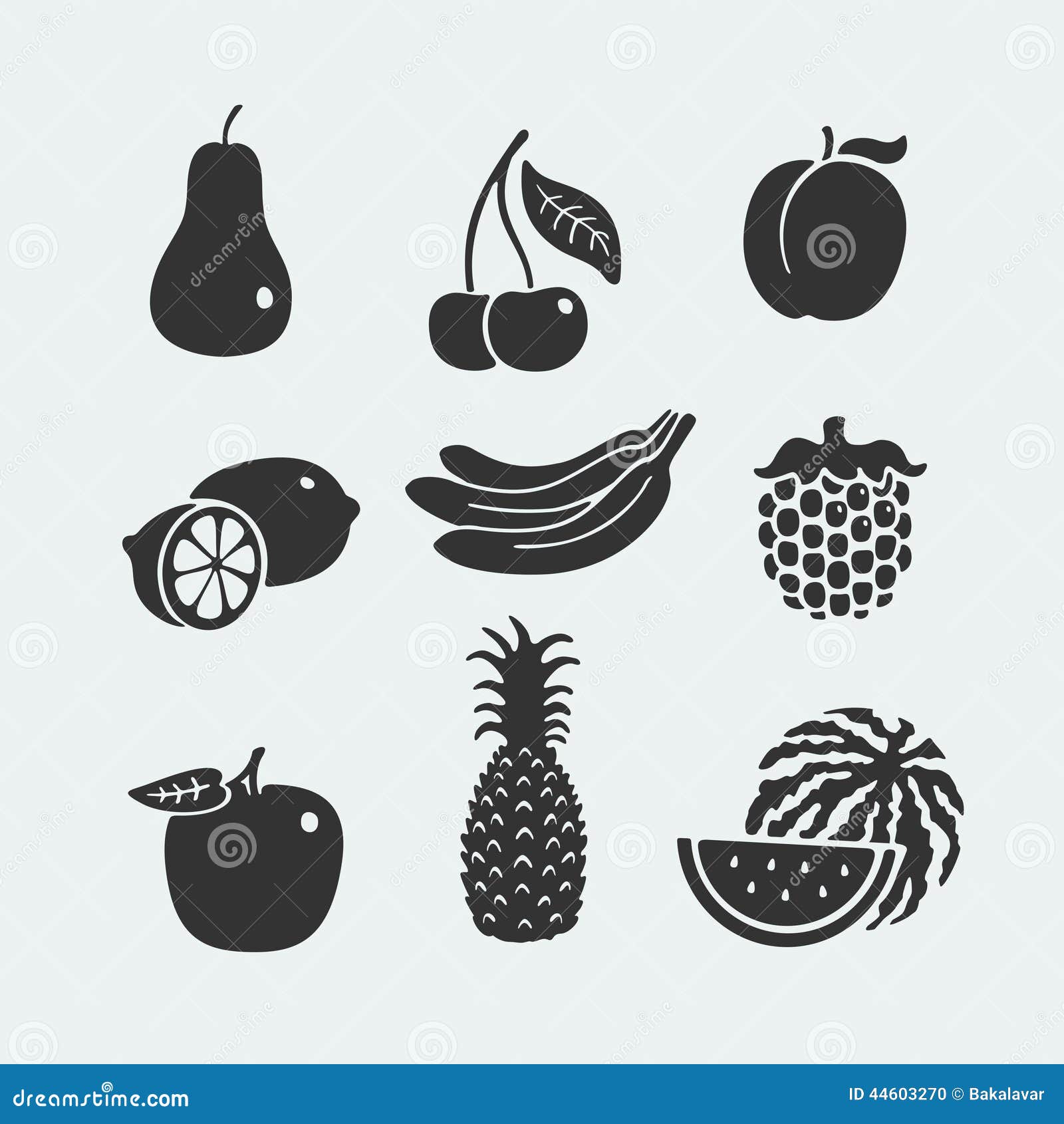 Set of symbols fruit stock vector. Illustration of natural - 44603270