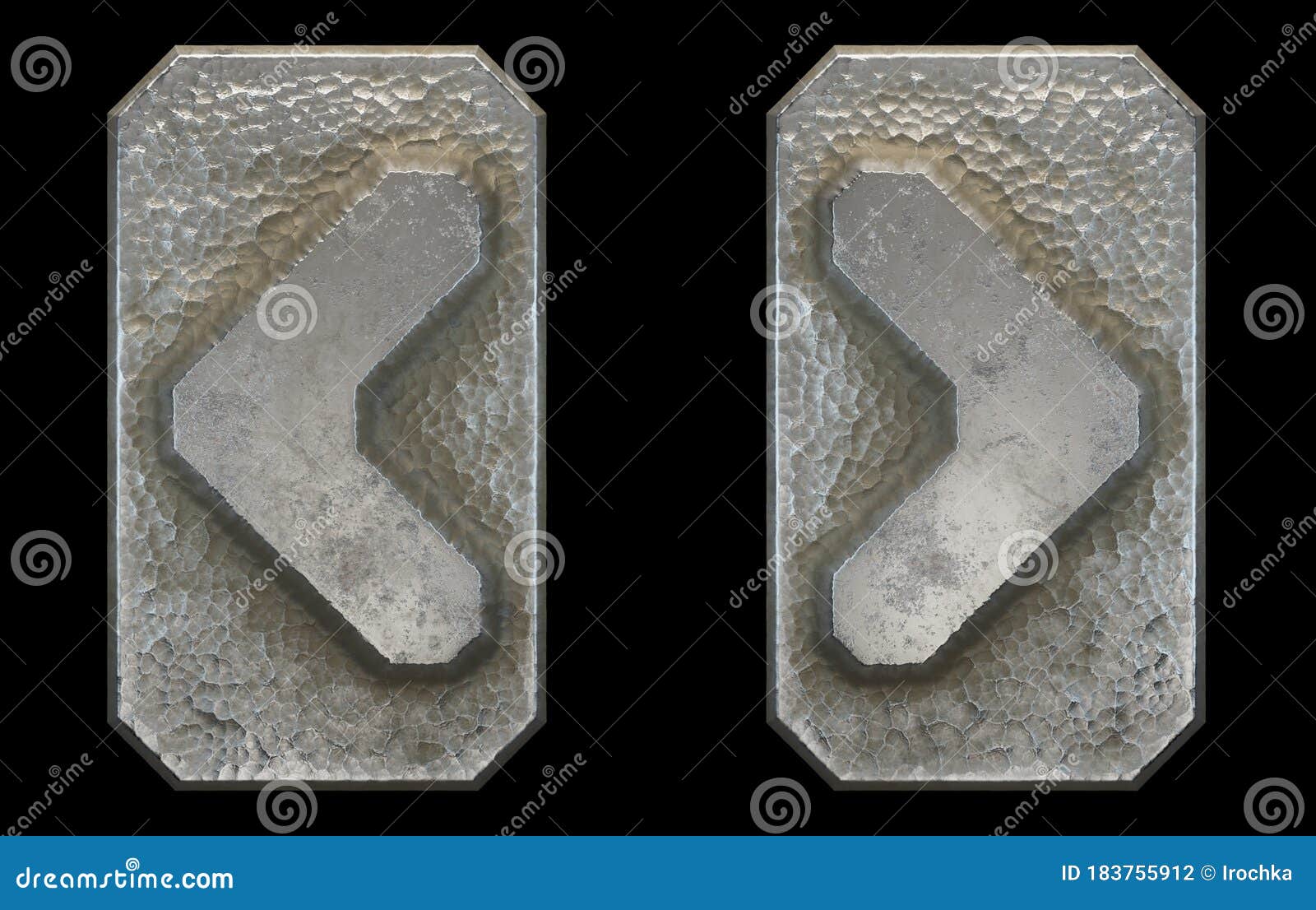 Set of Symbols Left and Right Angle Bracket Made of Industrial Metal on ...