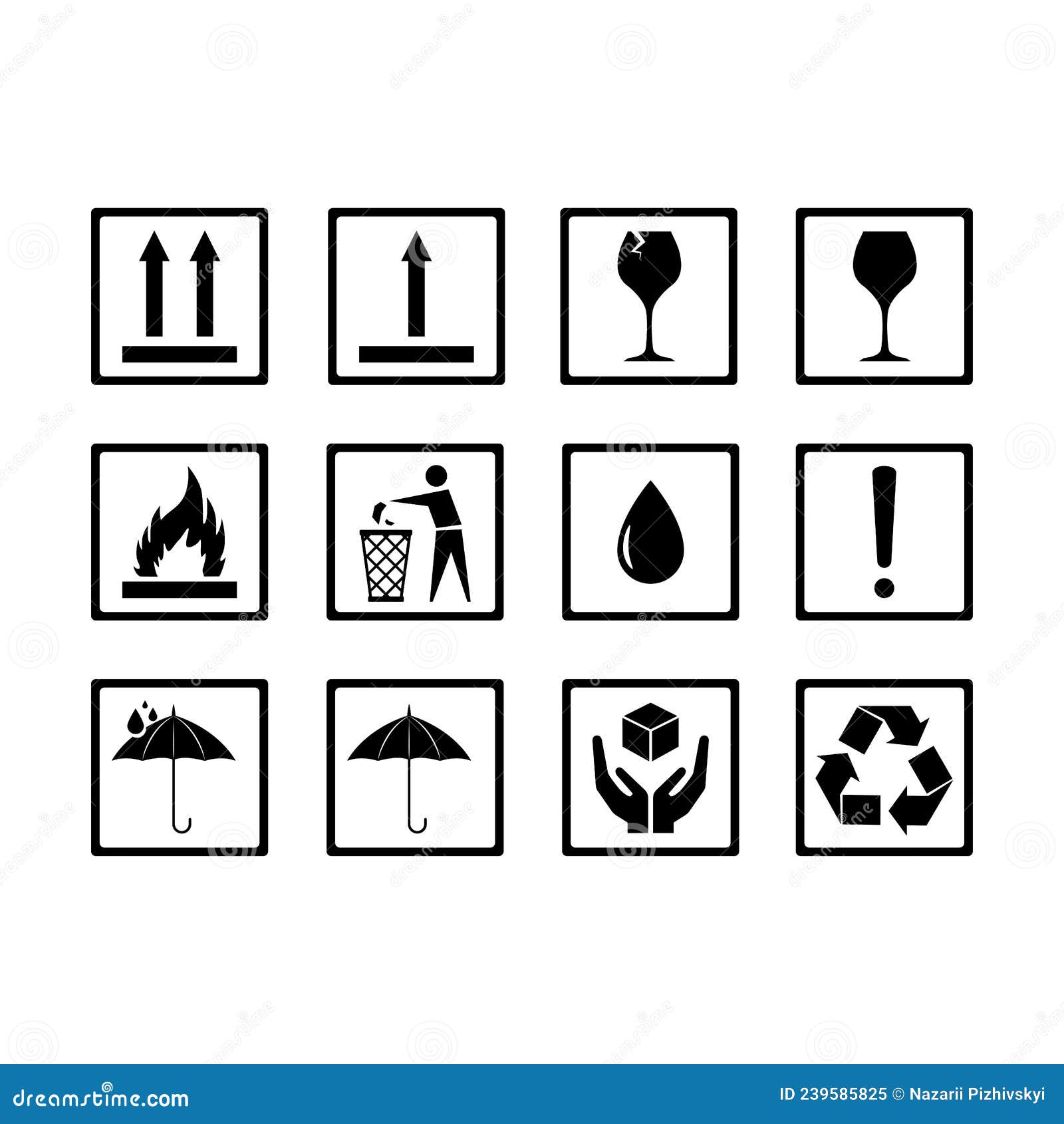 Set of Symbols for Packaging Stock Vector - Illustration of crate ...
