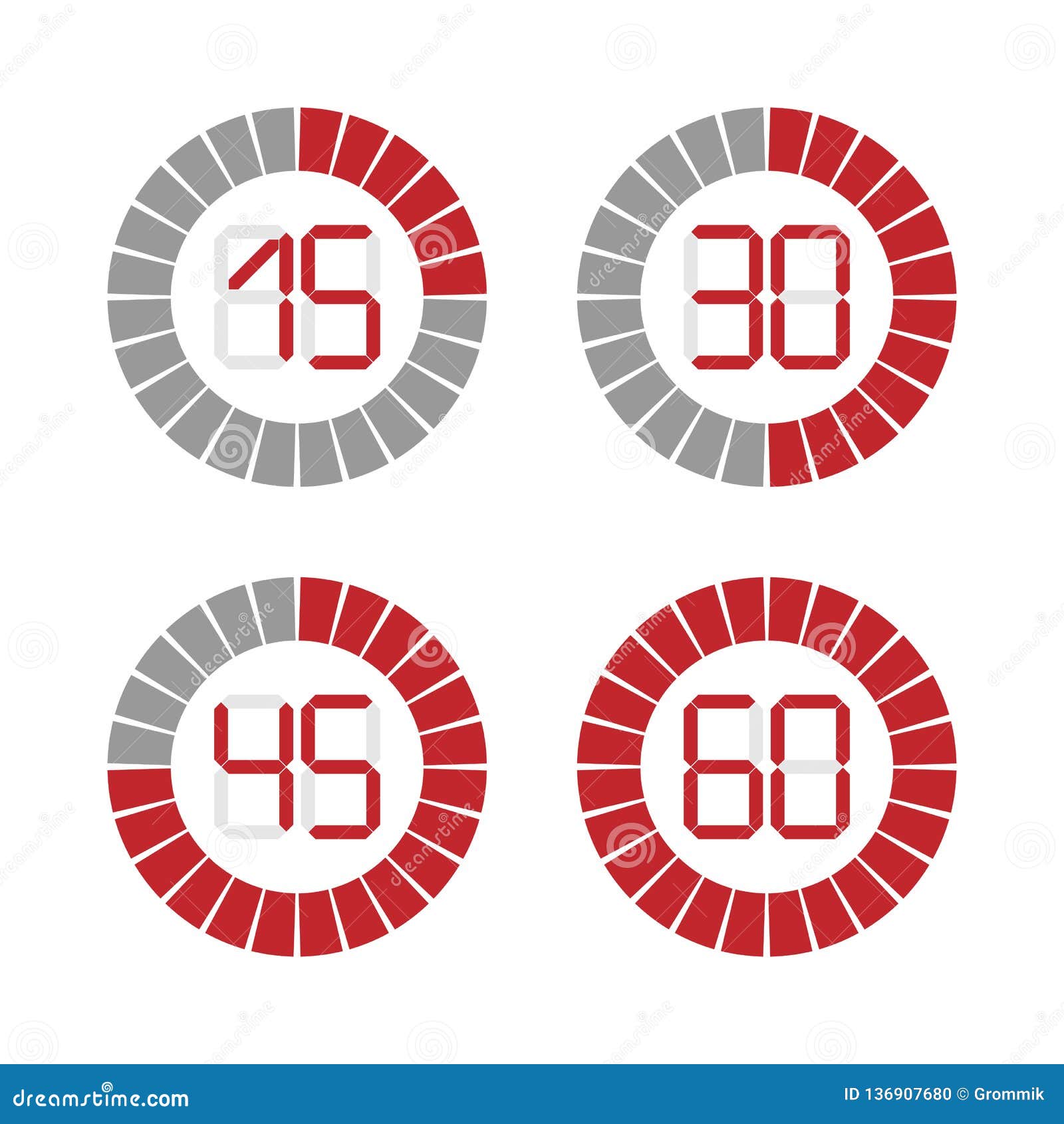Set of Symbols of Stopwatches with a Time Stamp Red Stock Vector ...