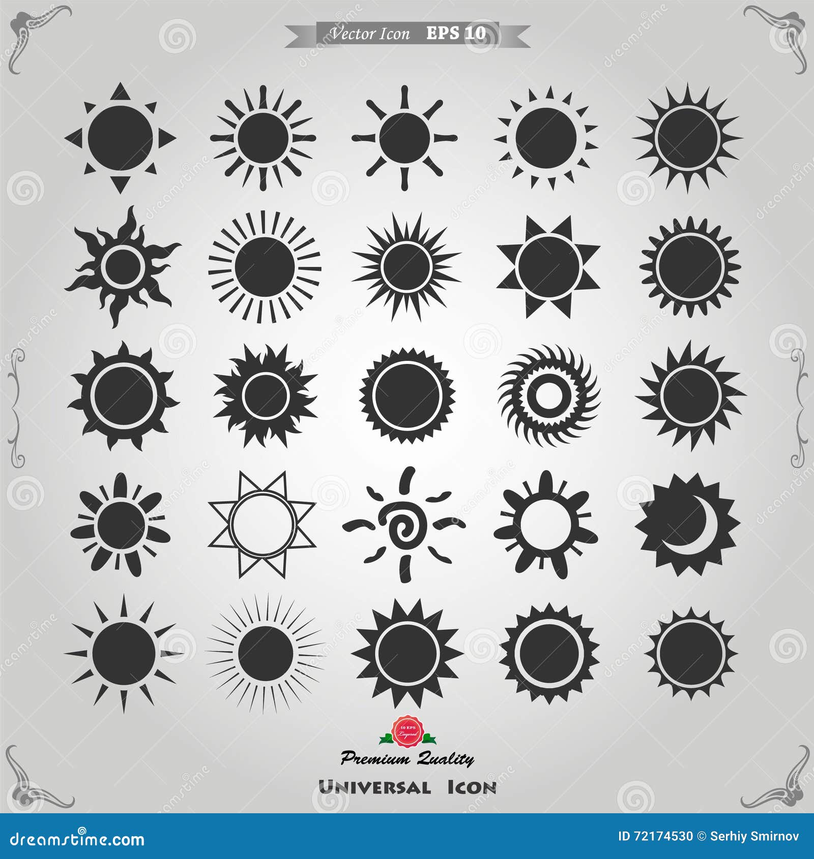 Set of symbols of the sun. stock illustration. Illustration of orange ...