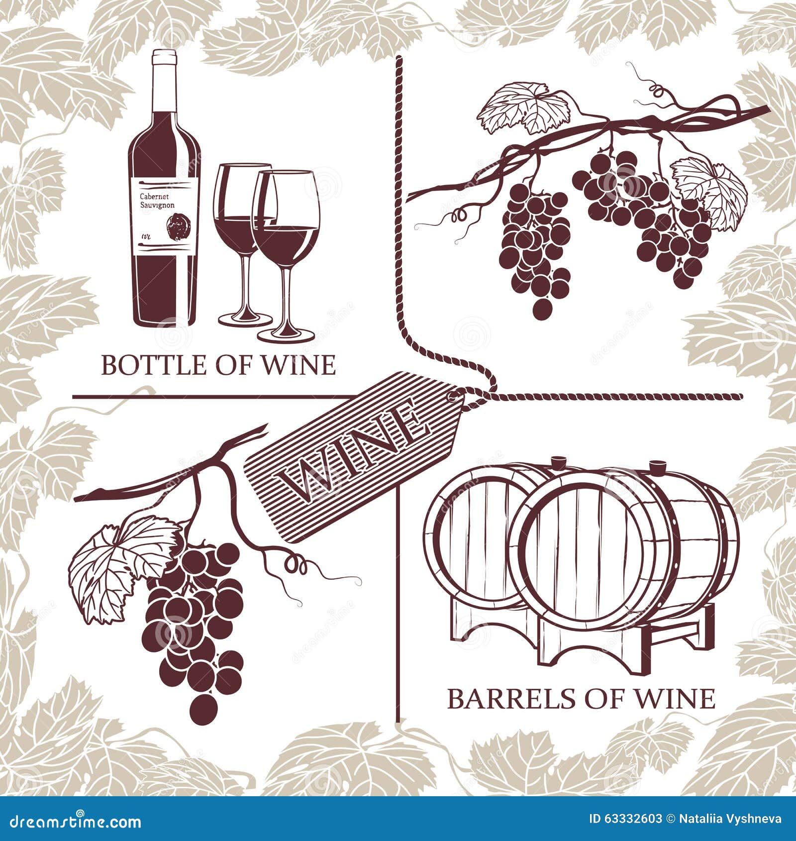 Set Symbols on the Theme of Grapes, Red Wine and Winemaking Stock ...