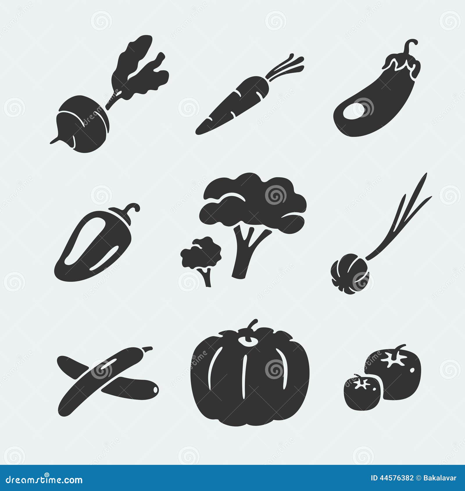 Set of symbols vegetables stock vector. Illustration of vector - 44576382