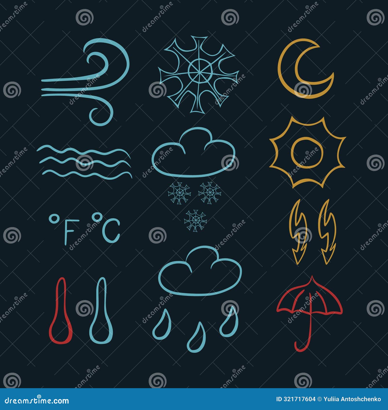 Set of Symbols for Weather Forecast Stock Vector - Illustration of ...