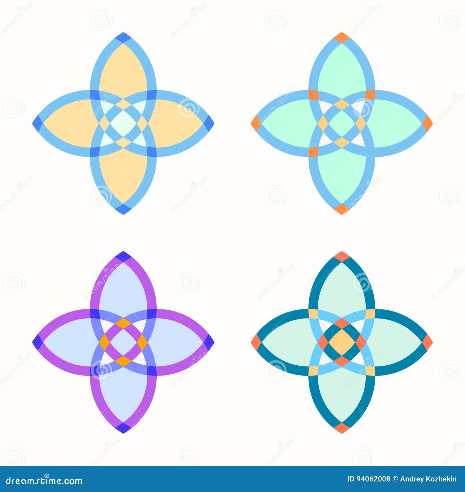 Set Of 4 Symmetric Geometric Shapes. Vector Illustration ... Set Of 4 Symmetric Geometric Shapes. Vector Illustration ...
