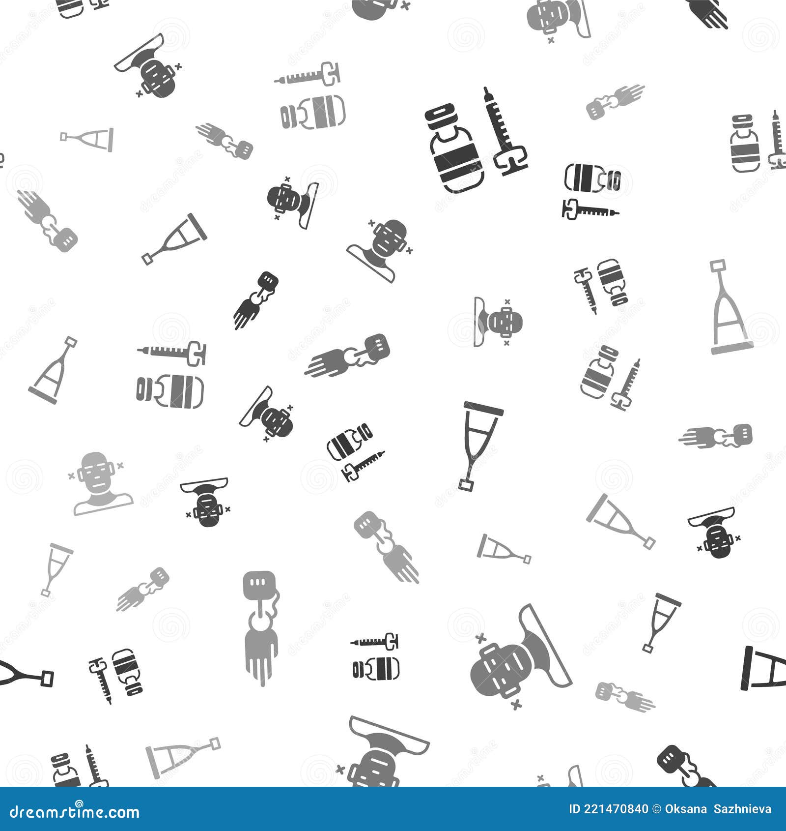 Set Syringe, Deaf, Crutch or Crutches and Prosthesis Hand on Seamless ...