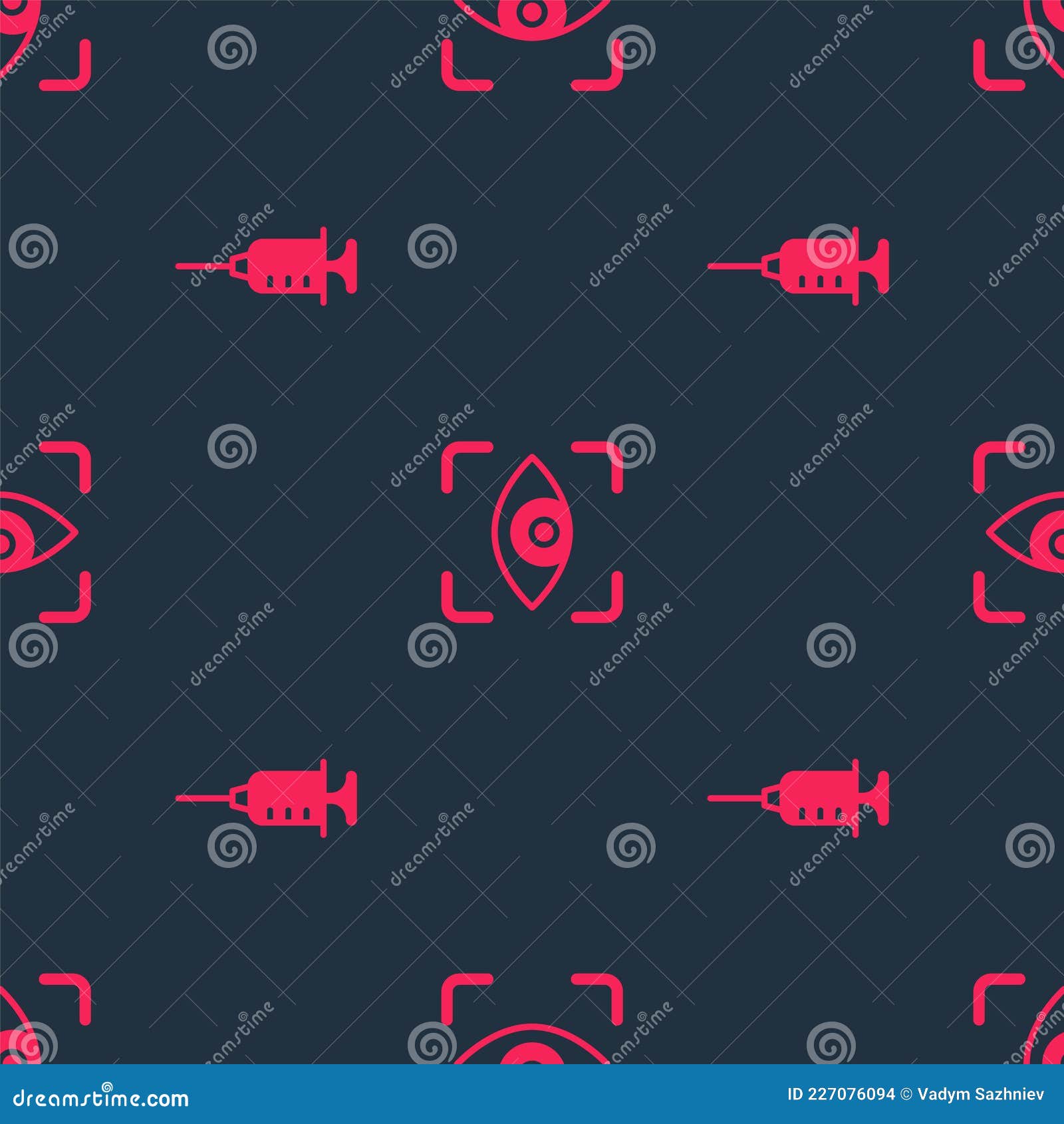 Set Syringe and Eye Scan on Seamless Pattern. Vector Stock Vector ...