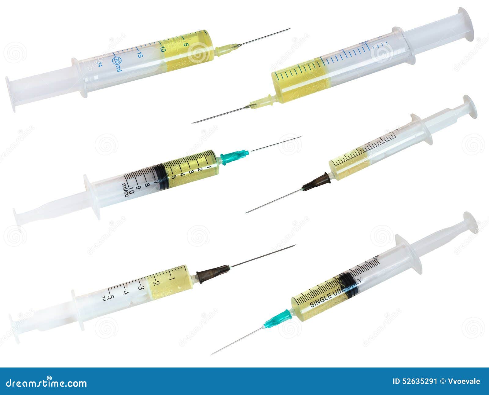 Set of Syringes Filled with Yellow Liquid Isolated Stock Image - Image ...
