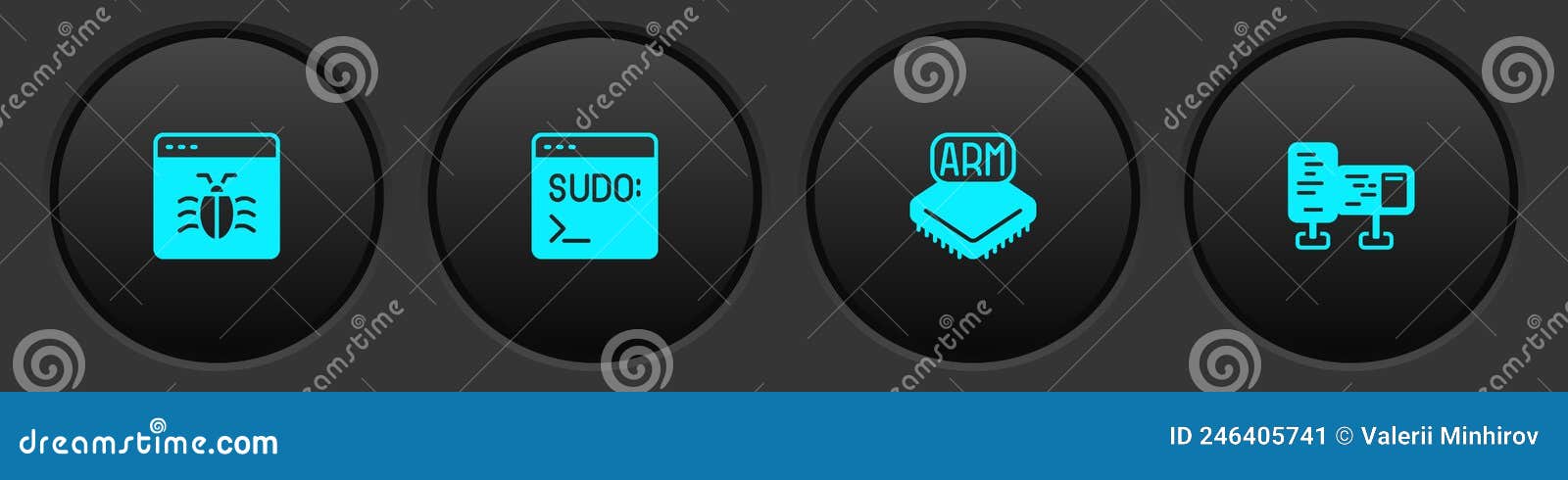 Set System Bug, Code Terminal, Processor and Computer Monitor Screen ... Set System Bug, Code Terminal, Processor and Computer Monitor Screen ...