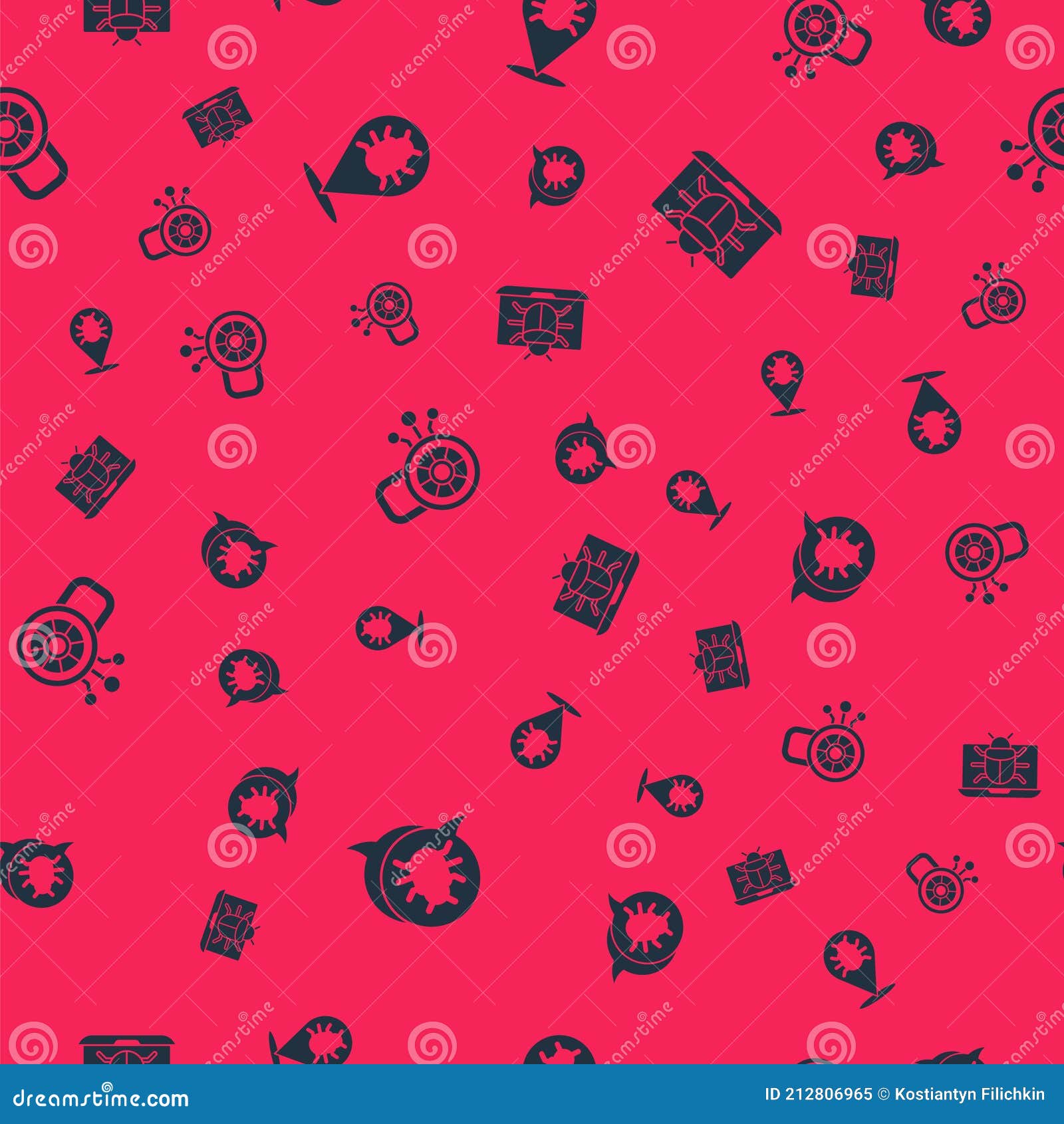 Set System Bug, , Cyber Security and on Monitor on Seamless Pattern ... Set System Bug, , Cyber Security and on Monitor on Seamless Pattern ...