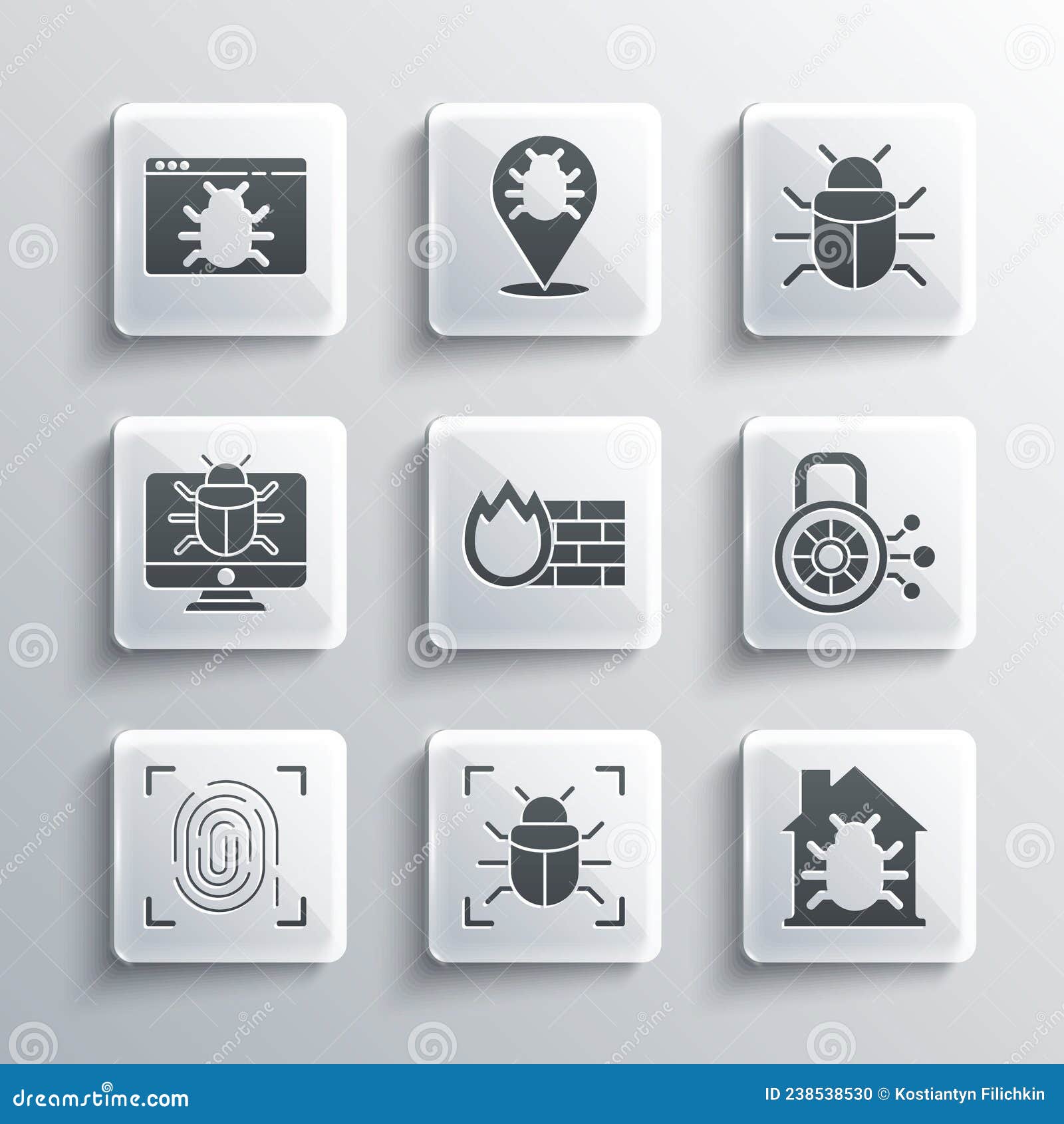 Set System Bug, House System, Cyber Security, Firewall, Wall ... Set System Bug, House System, Cyber Security, Firewall, Wall ...